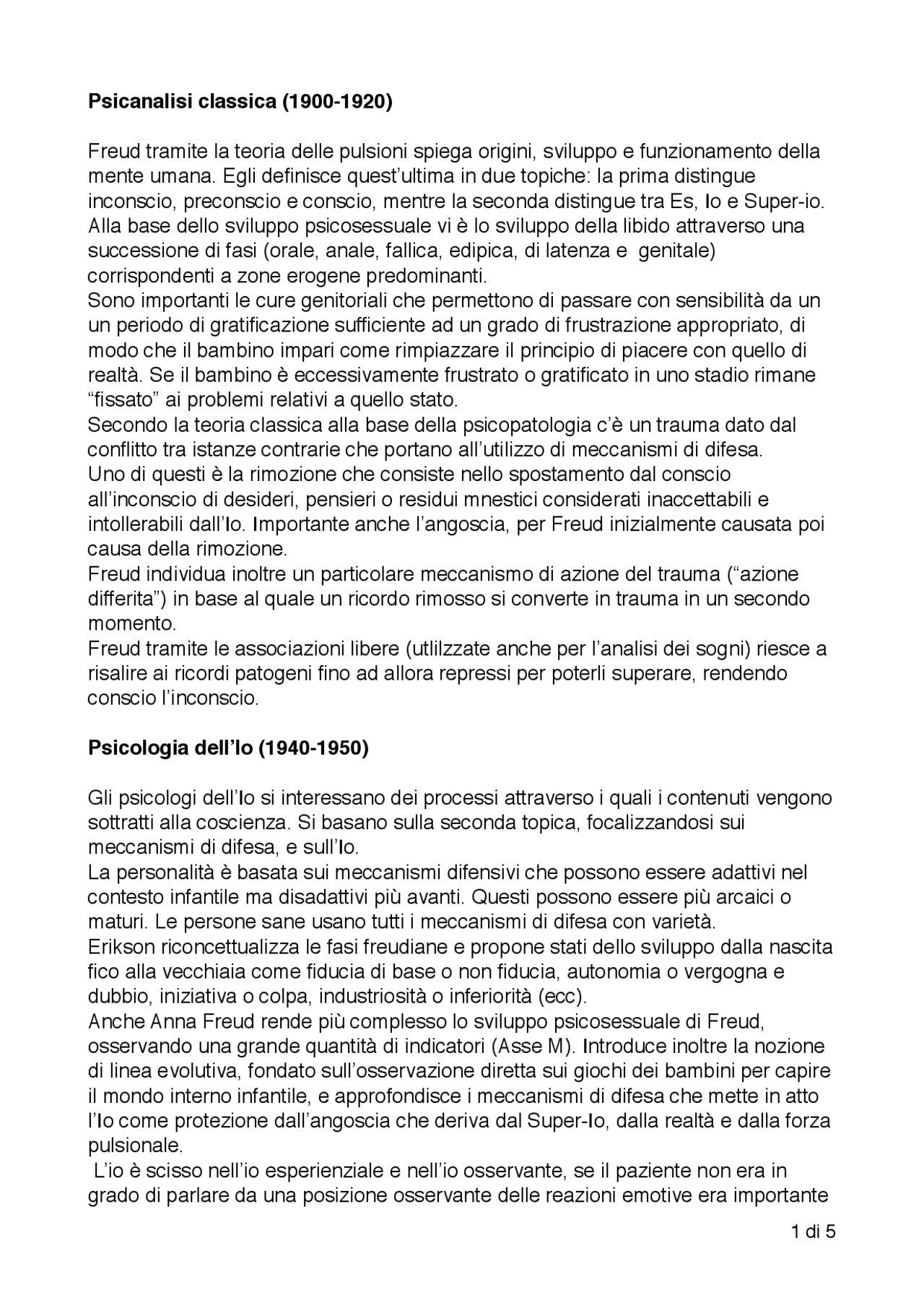 Riassunto Dei Paradigmi Psicoanalitici Docsity