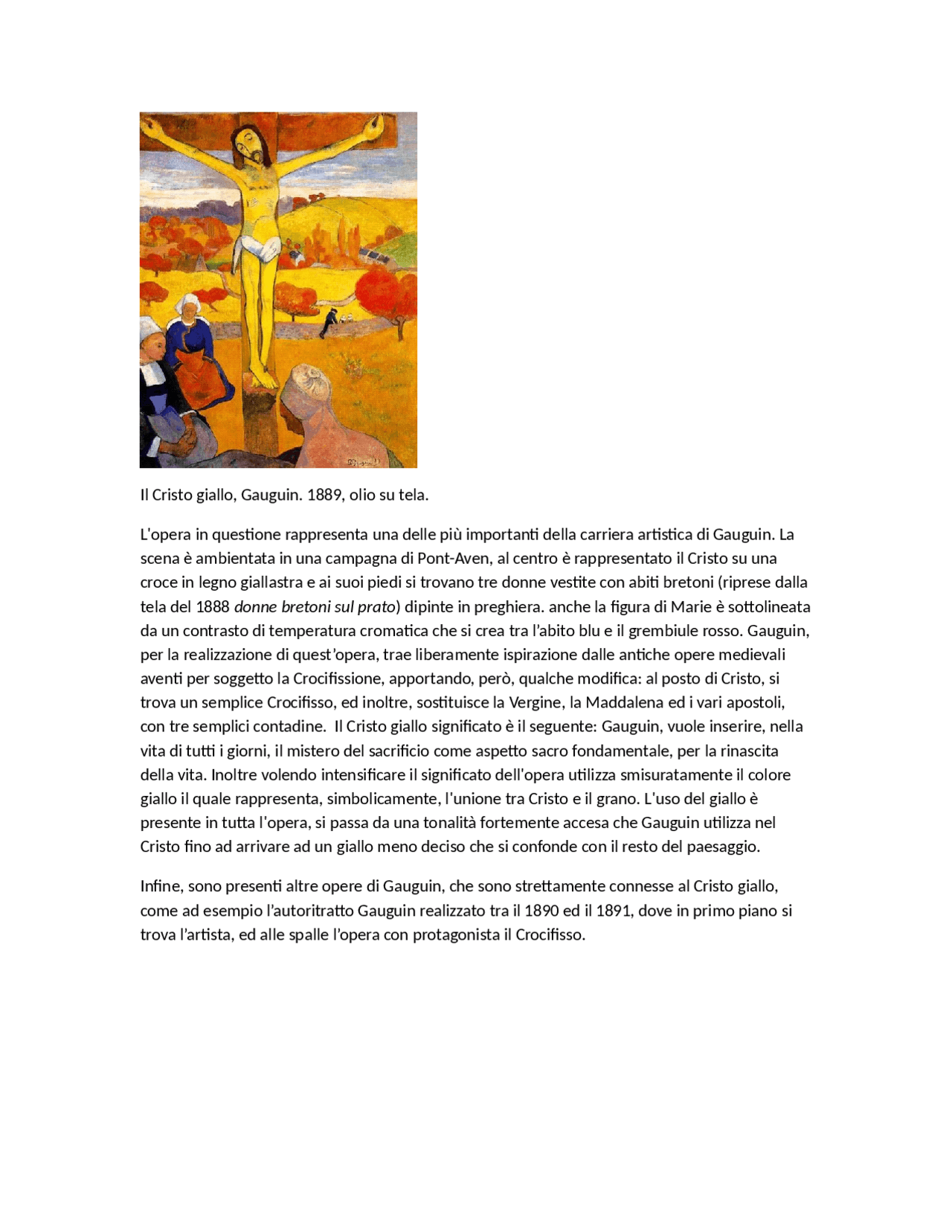 Il Cristo Giallo Di Gauguin Docsity