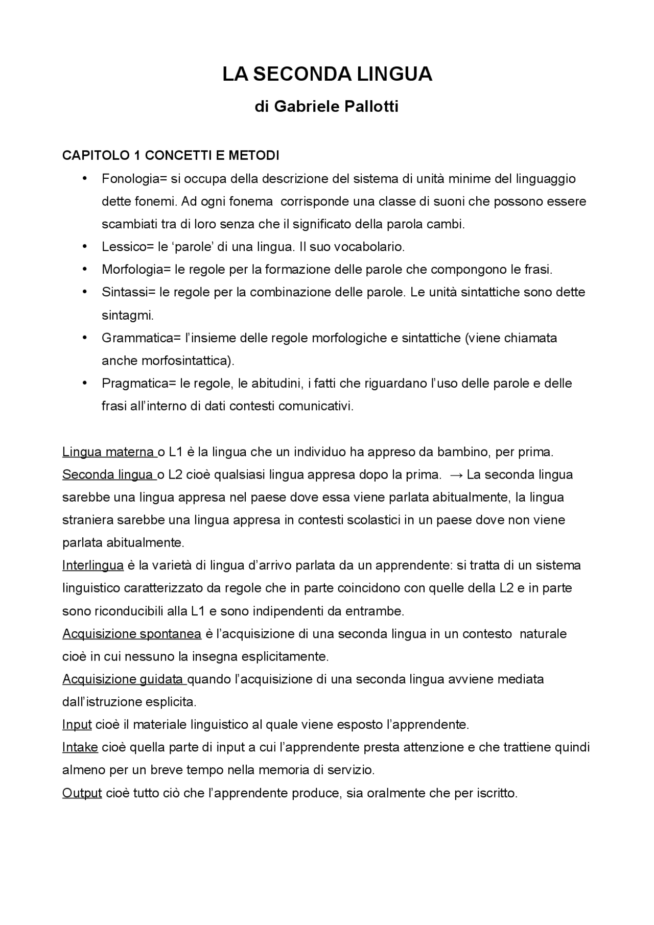 La Seconda Lingua Di Gabriele Pallotti Dispense Di Pedagogia Docsity