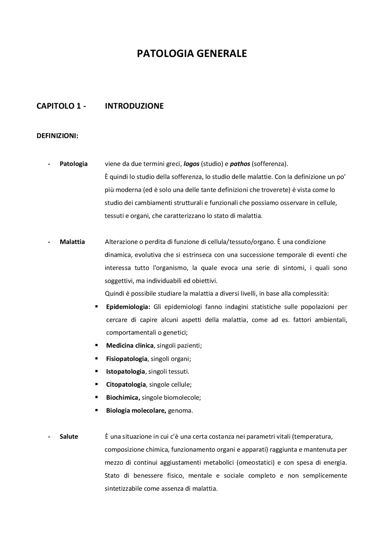 Appunti E Riassunti Di Patologia Generale Docsity