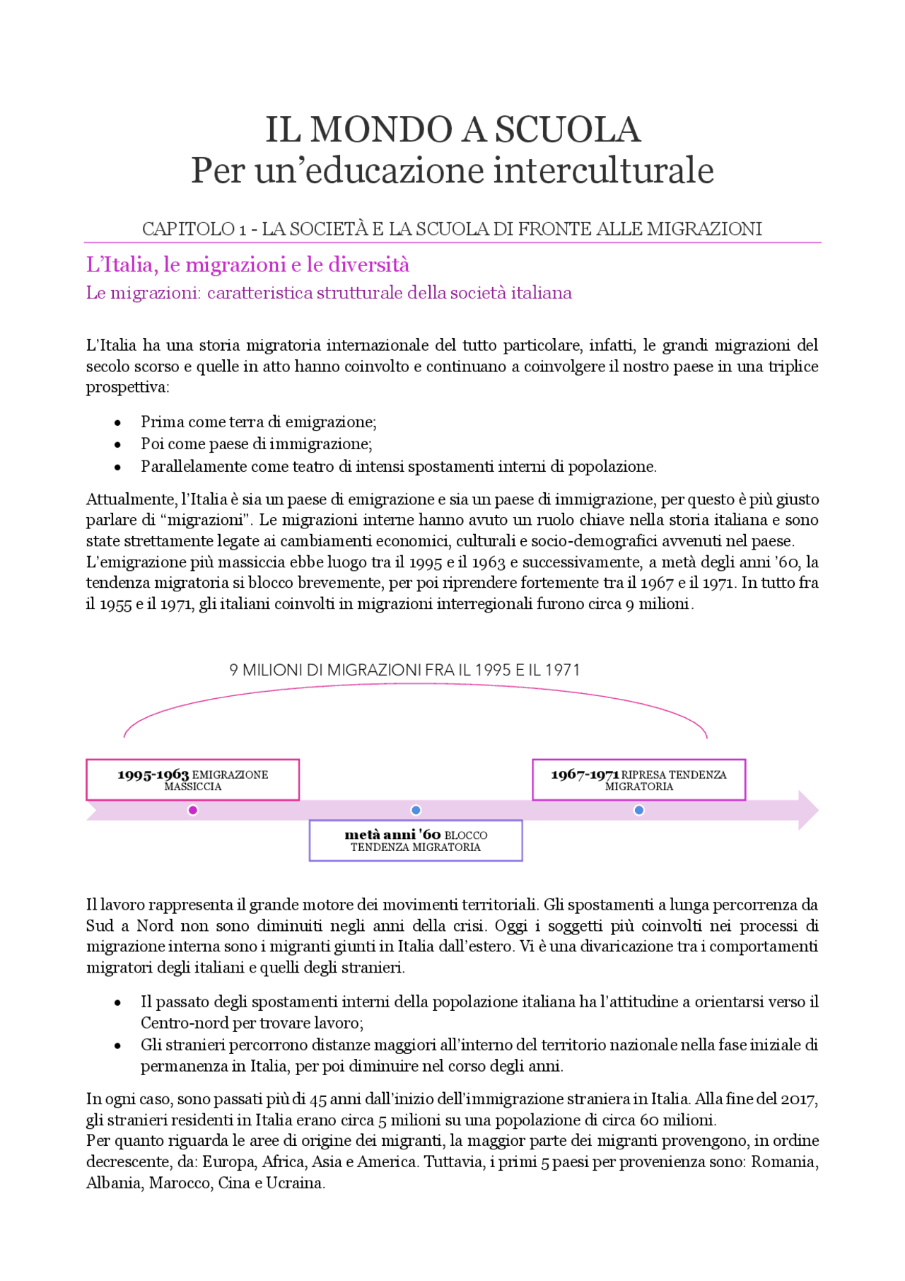 Il mondo a scuola - Per un'educazione interculturale - Docsity