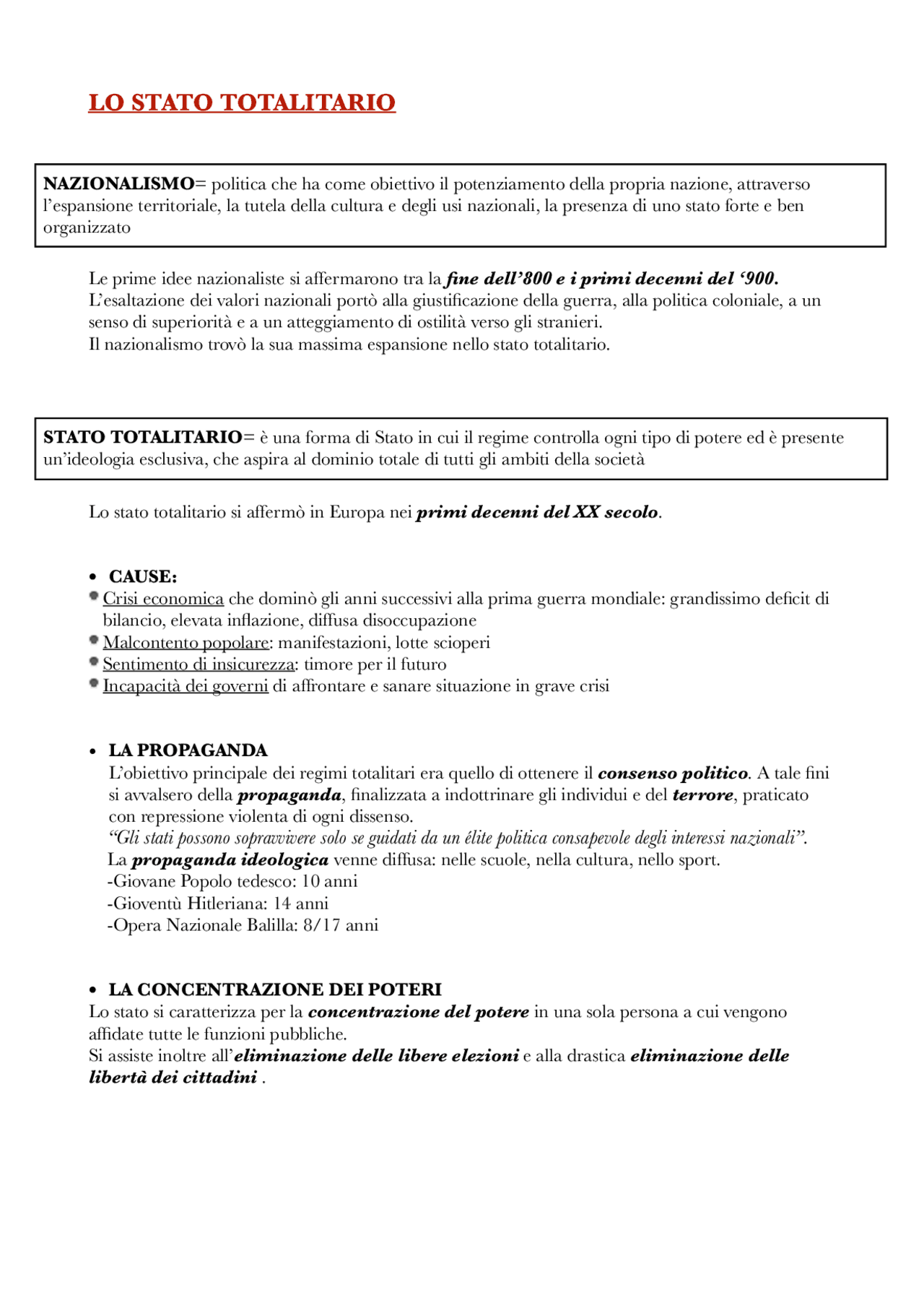 Riassunto Sullo Stato Totalitario Docsity