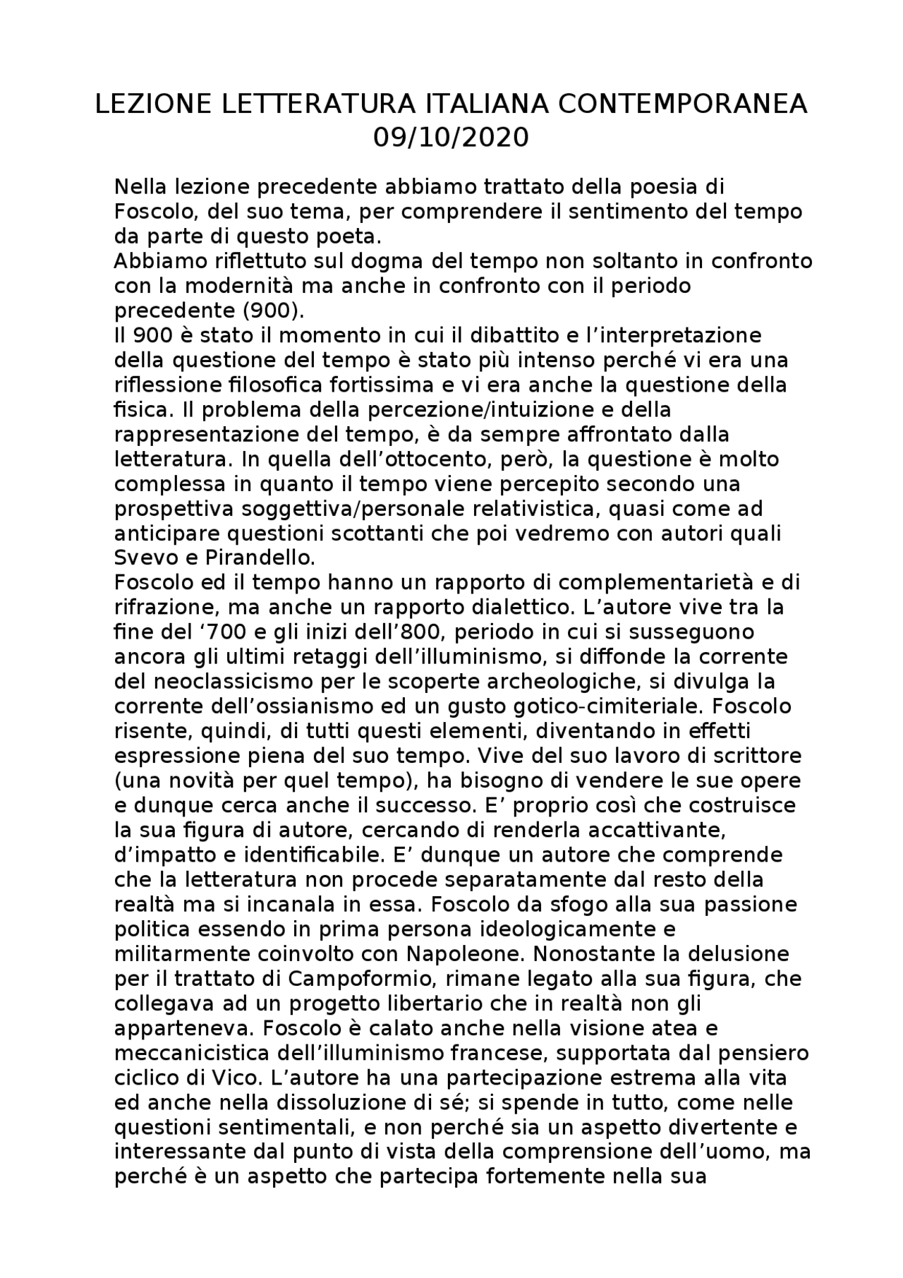 Foscolo E Manzoni Approfondimenti Appunti Di Letteratura Docsity