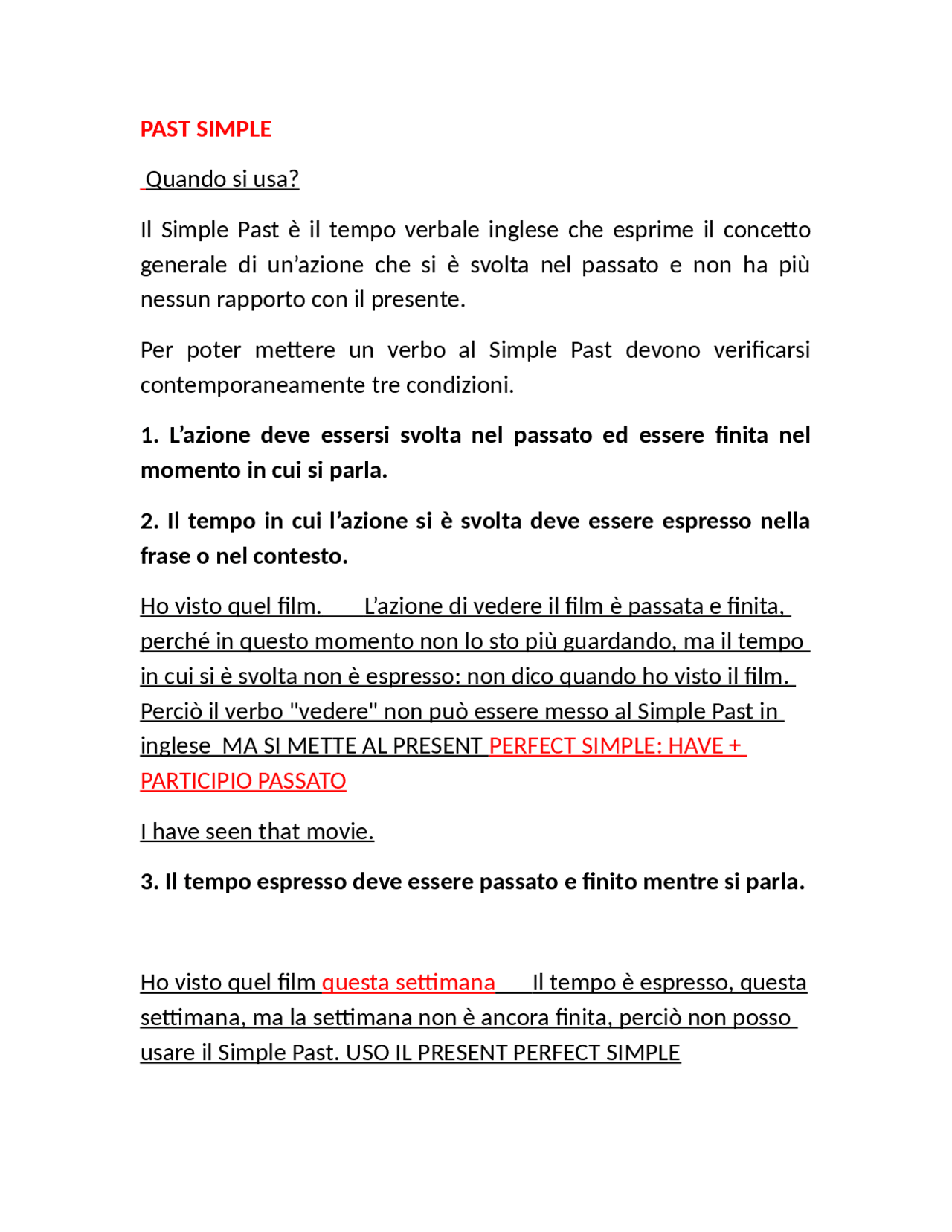 Che Cosè Il Past Simple Docsity