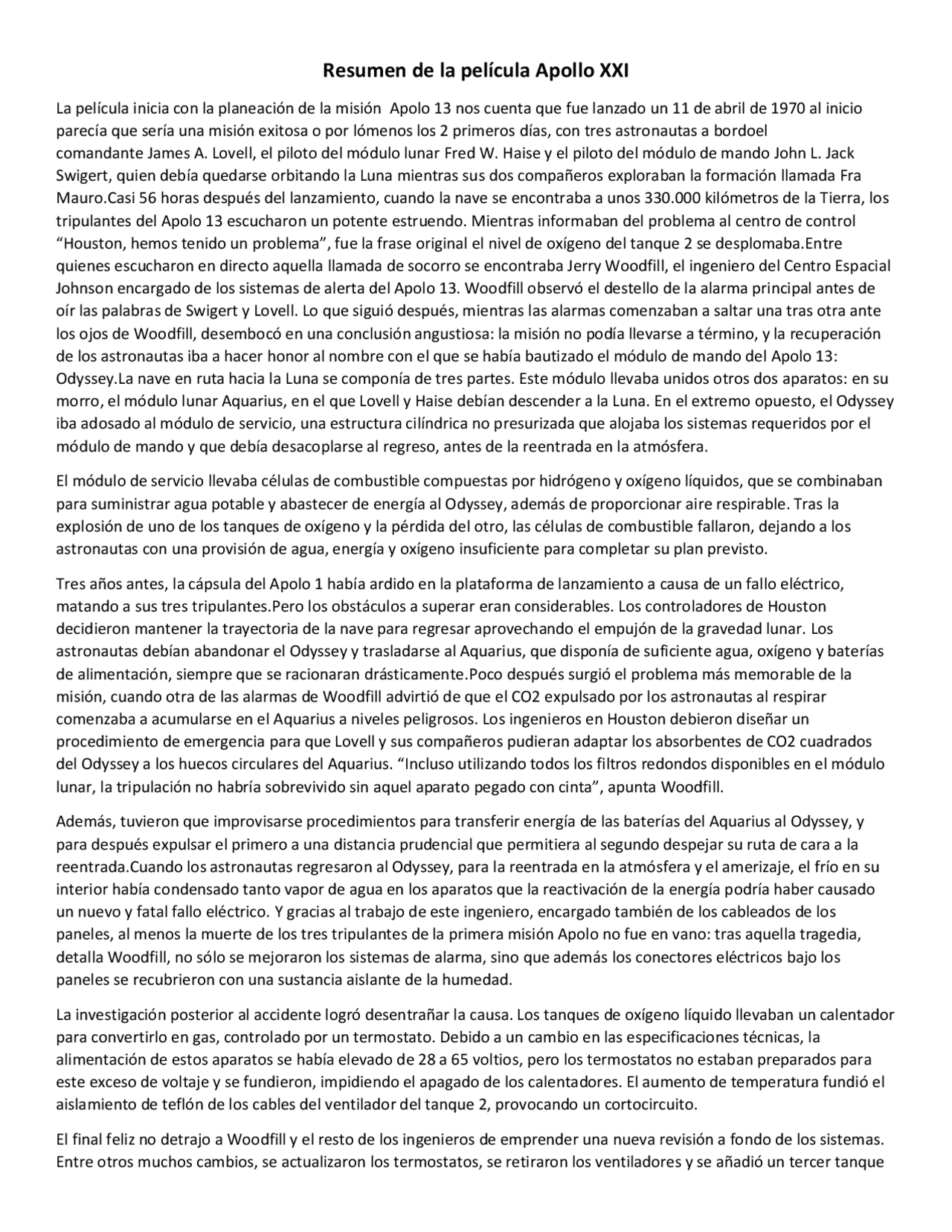 Apolo 13 Resumen Y Ensayo Resúmenes De Psicología Docsity