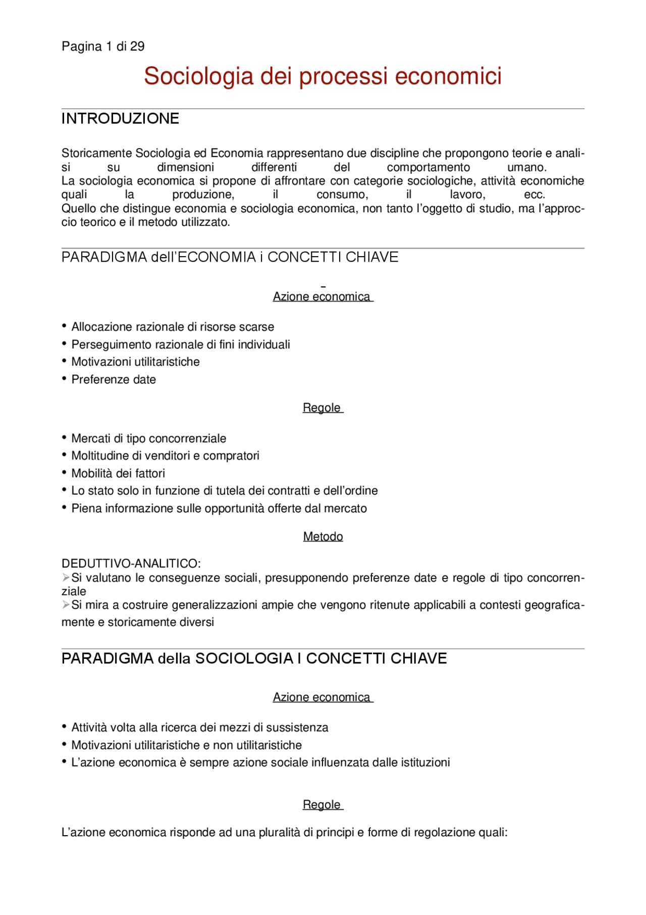 Sociologia Dei Processi Economici Docsity