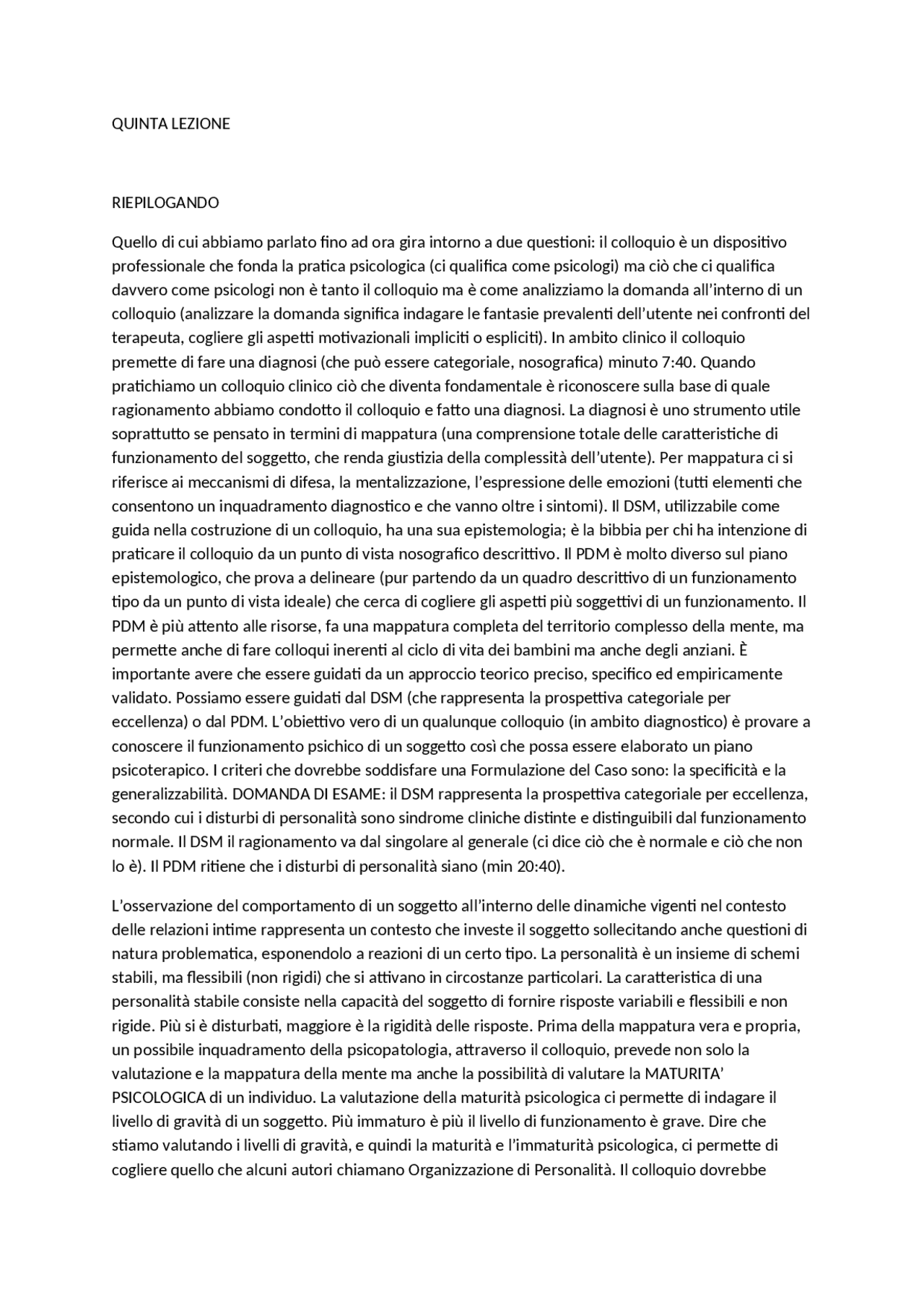 Appunti Teorie E Tecniche Del Colloquio Psicologico Docsity