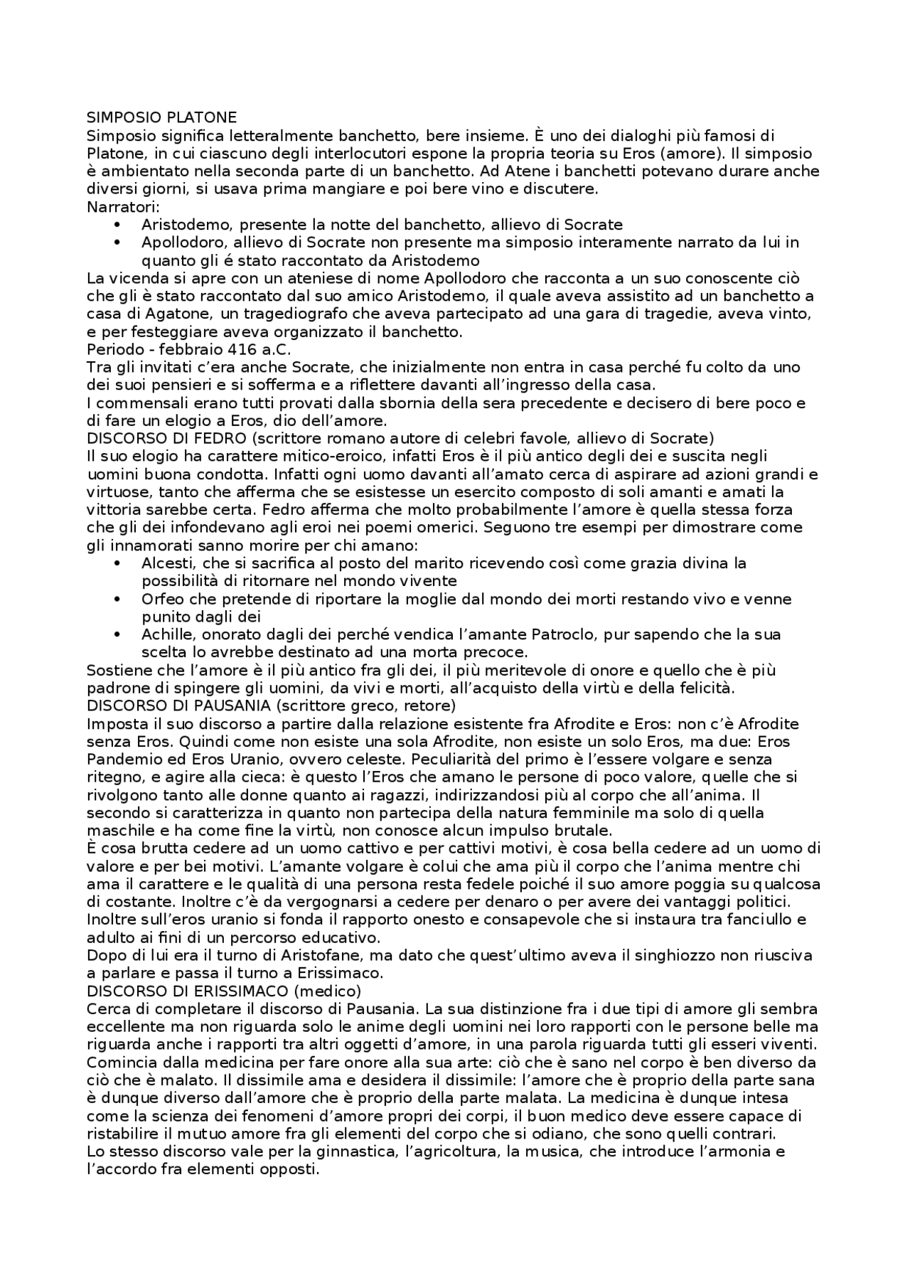 Riassunto Simposio Di Platone Docsity