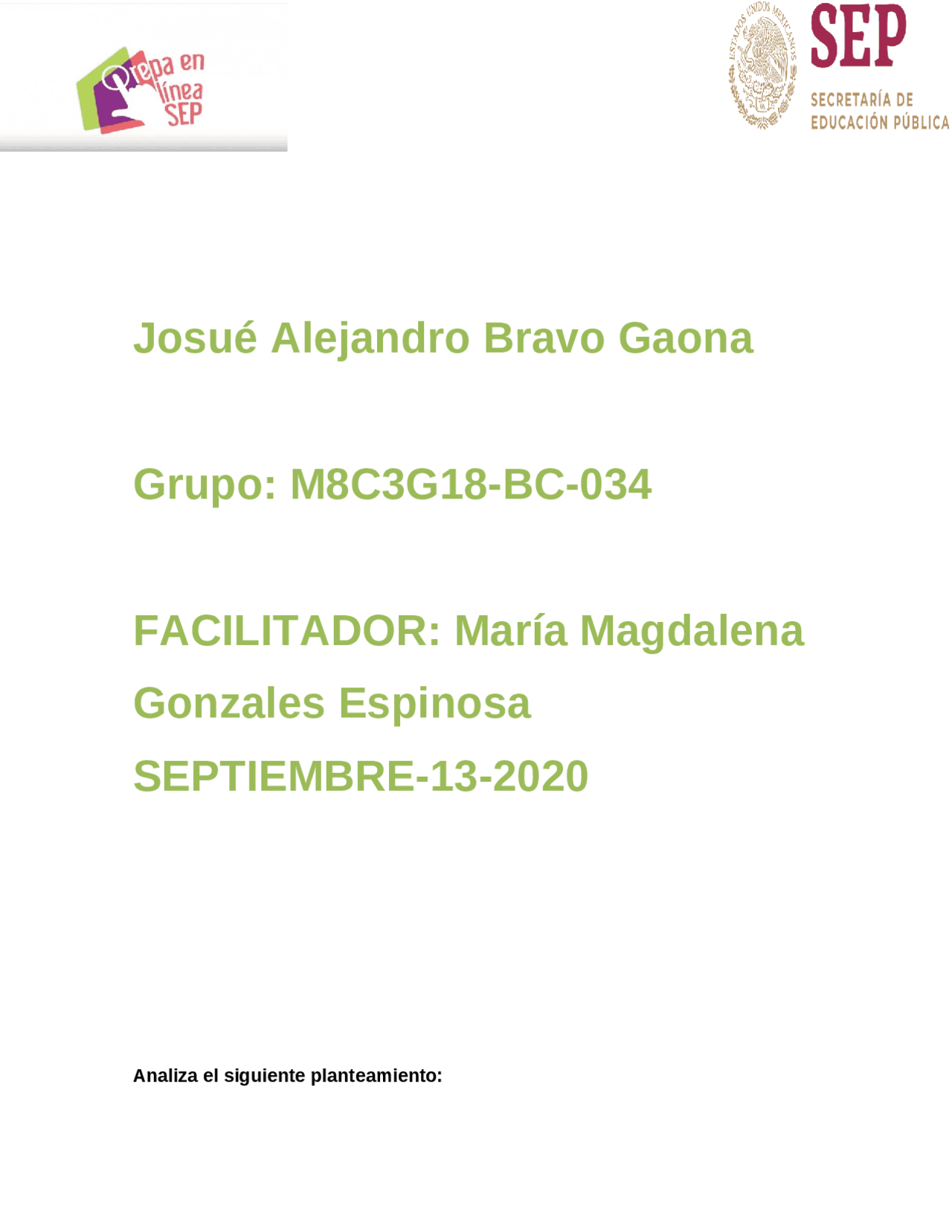 Actividad integradora 3 modulo 12 problemas - Docsity