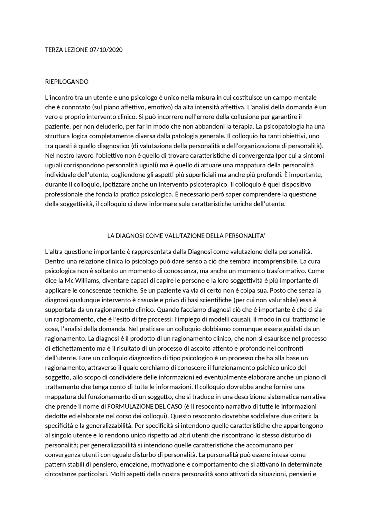 Appunti Teorie E Tecniche Del Colloquio Psicologico Docsity