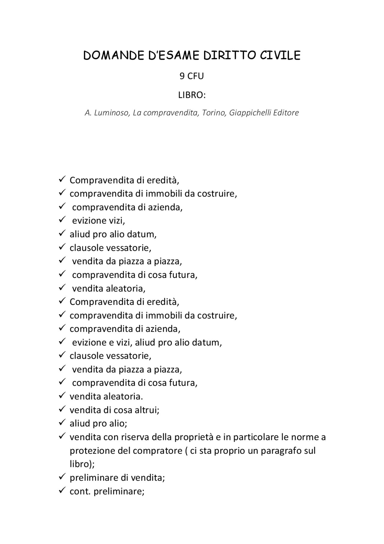 Domande Diritto Civile Prof Venditti Docsity