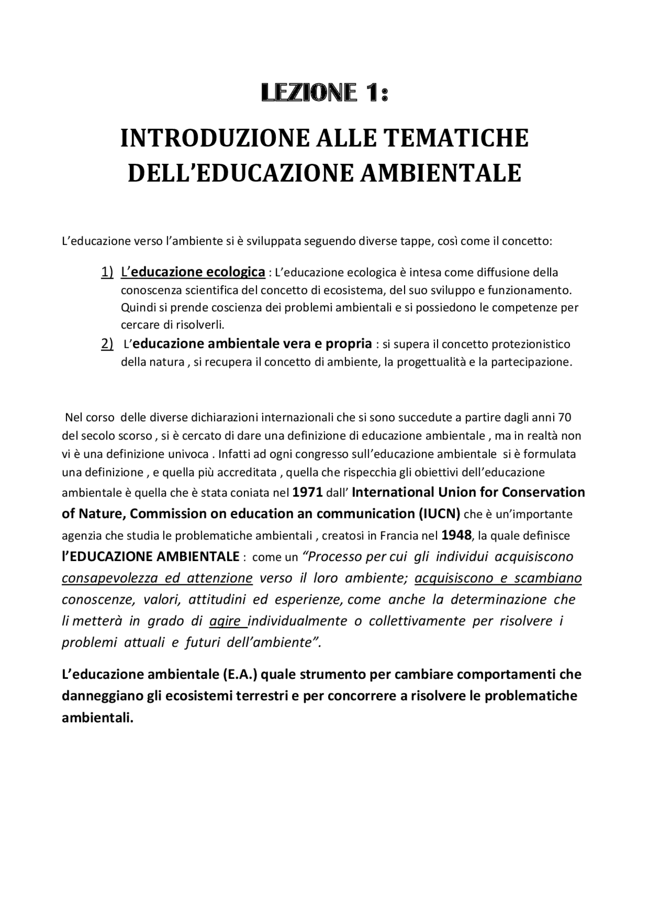 Educazione Ambientale Dispense Prof Rana Docsity