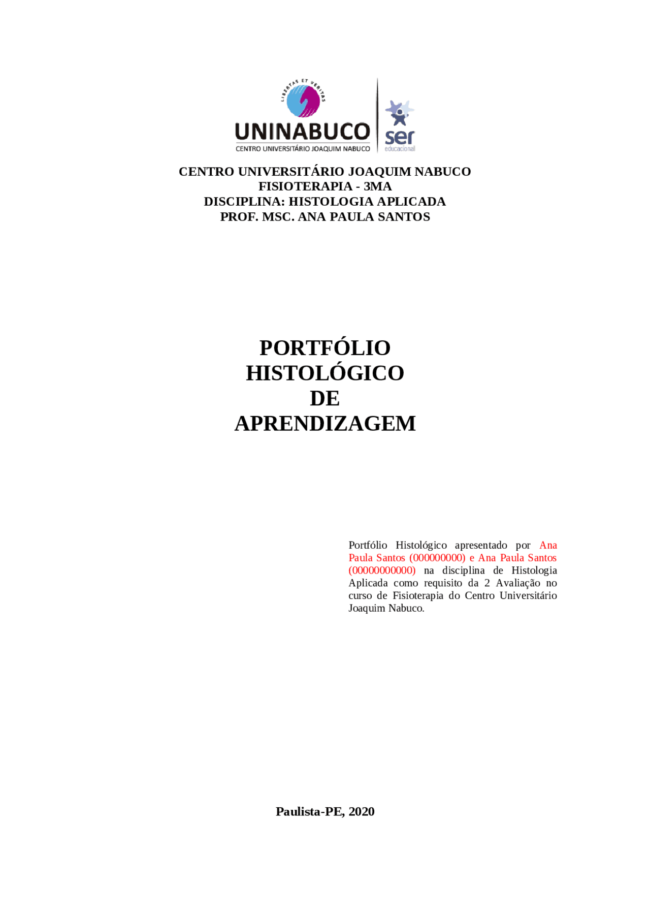 Portfólio Histologia Docsity