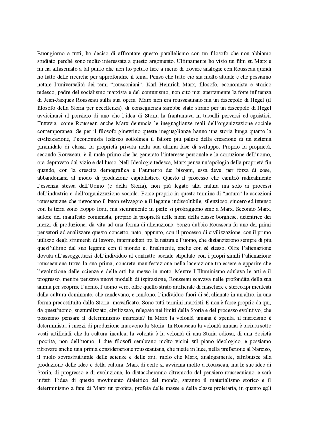 Confronto Marx E Rousseau Docsity