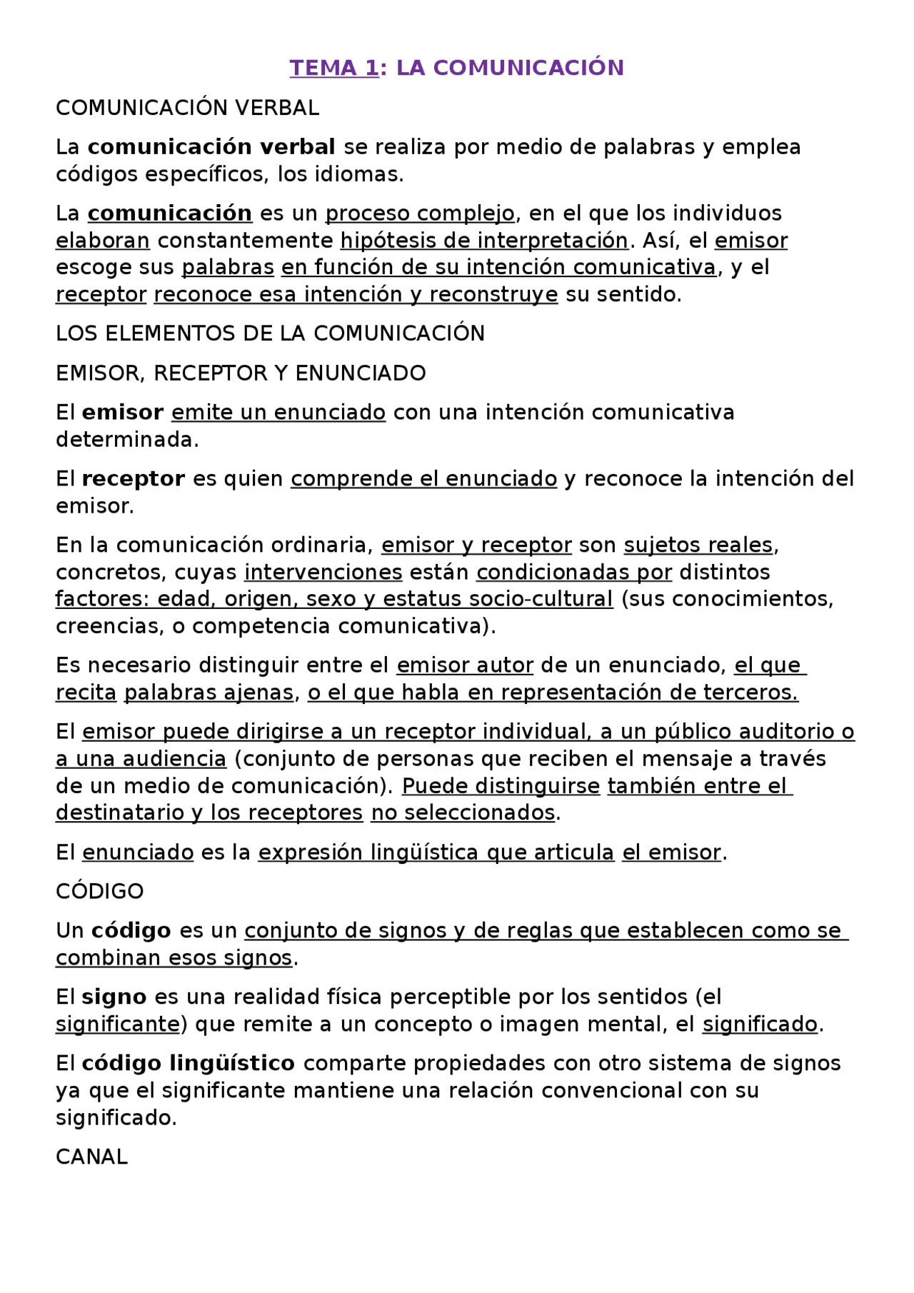 Resumen tema 1 Lengua Oxford 1 Bachillerato - Docsity