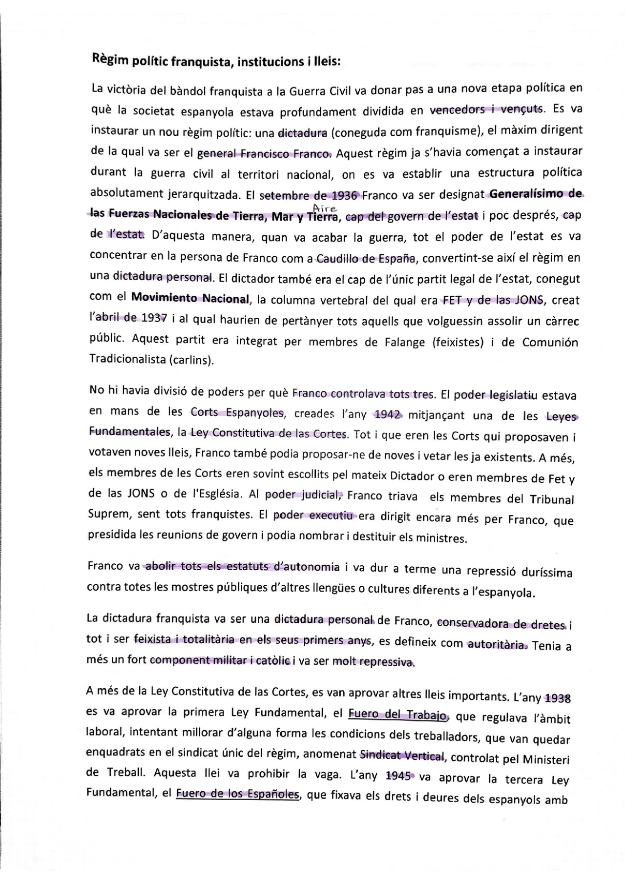 Apunts Del Franquisme Segon De Batxillerat Apuntes De Historia De
