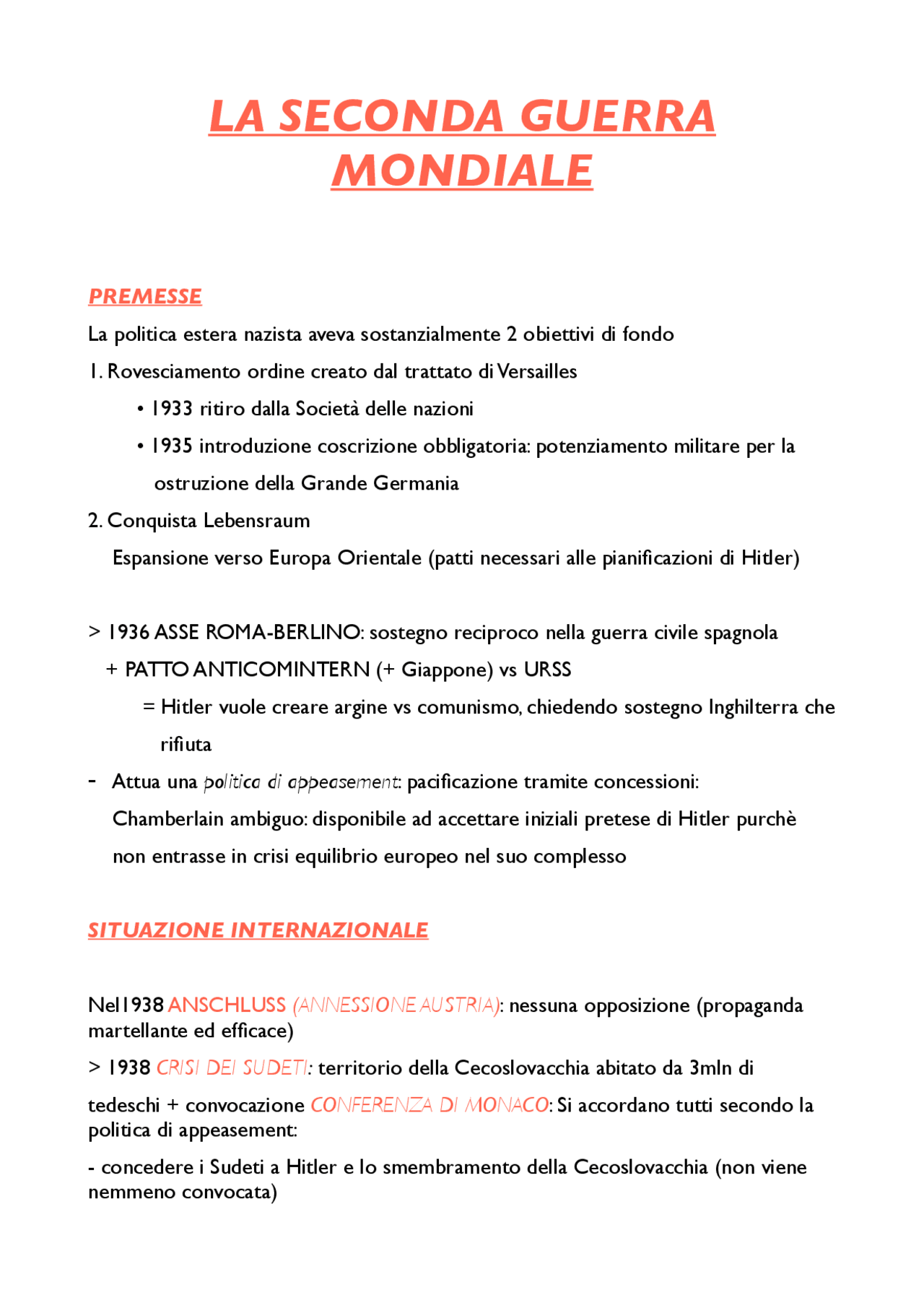 Appunti Seconda Guerra Mondiale Docsity