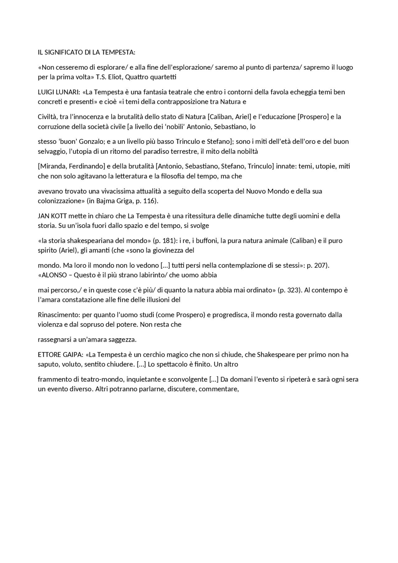 Significato La Tempesta Di Shakespeare Docsity
