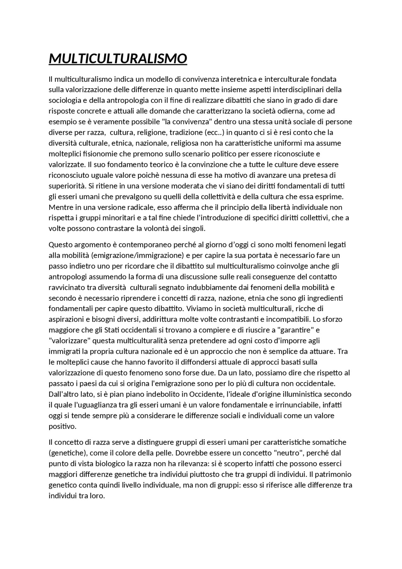 Il Multiculturalismo Docsity