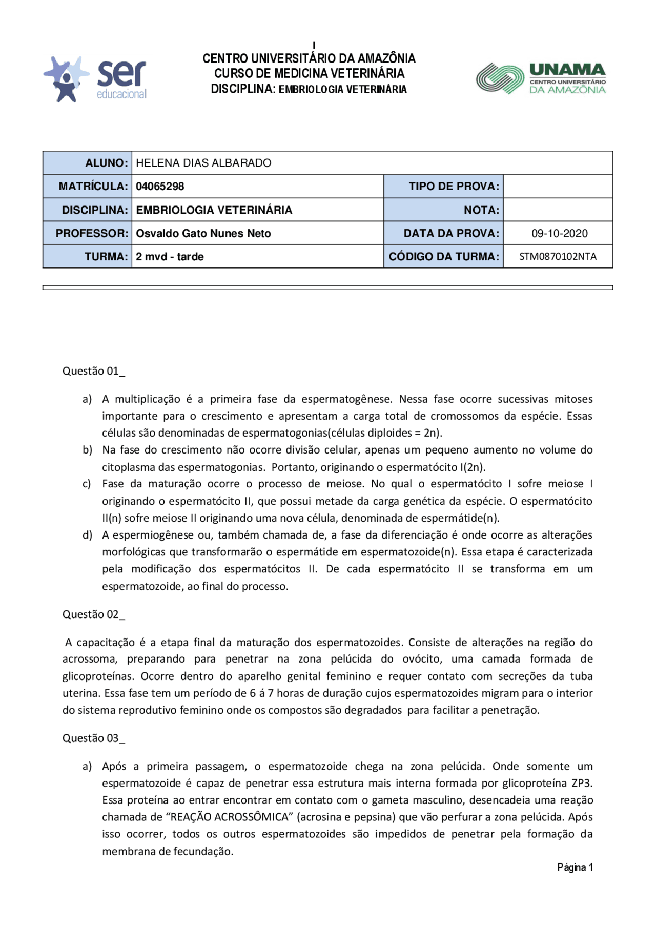 Embriologia 2 Semestre Docsity