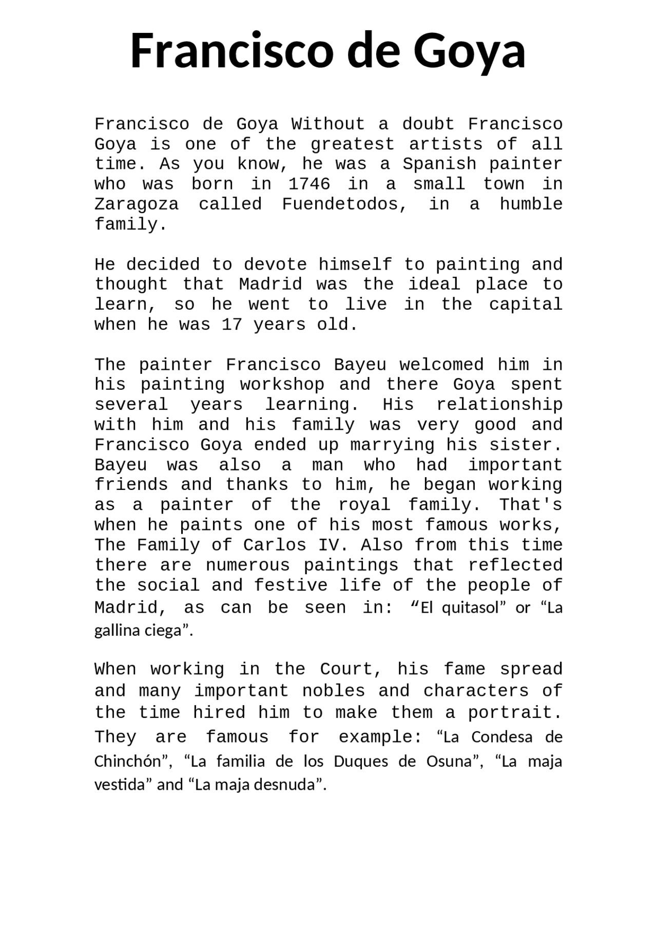 VIDA Y OBRA DE GOYA........................................... - Docsity