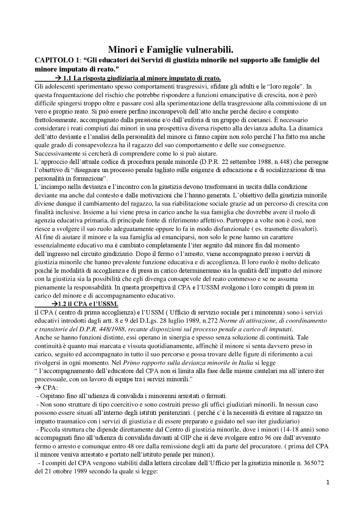 Minori E Famiglie Vulnerabili Docsity