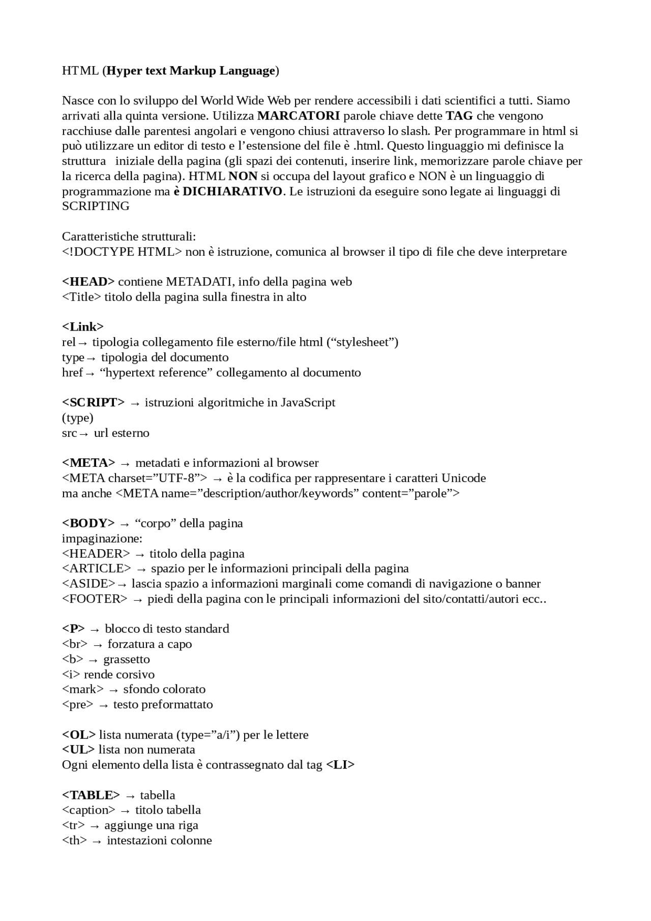 Html Caratteristiche E Tag Docsity