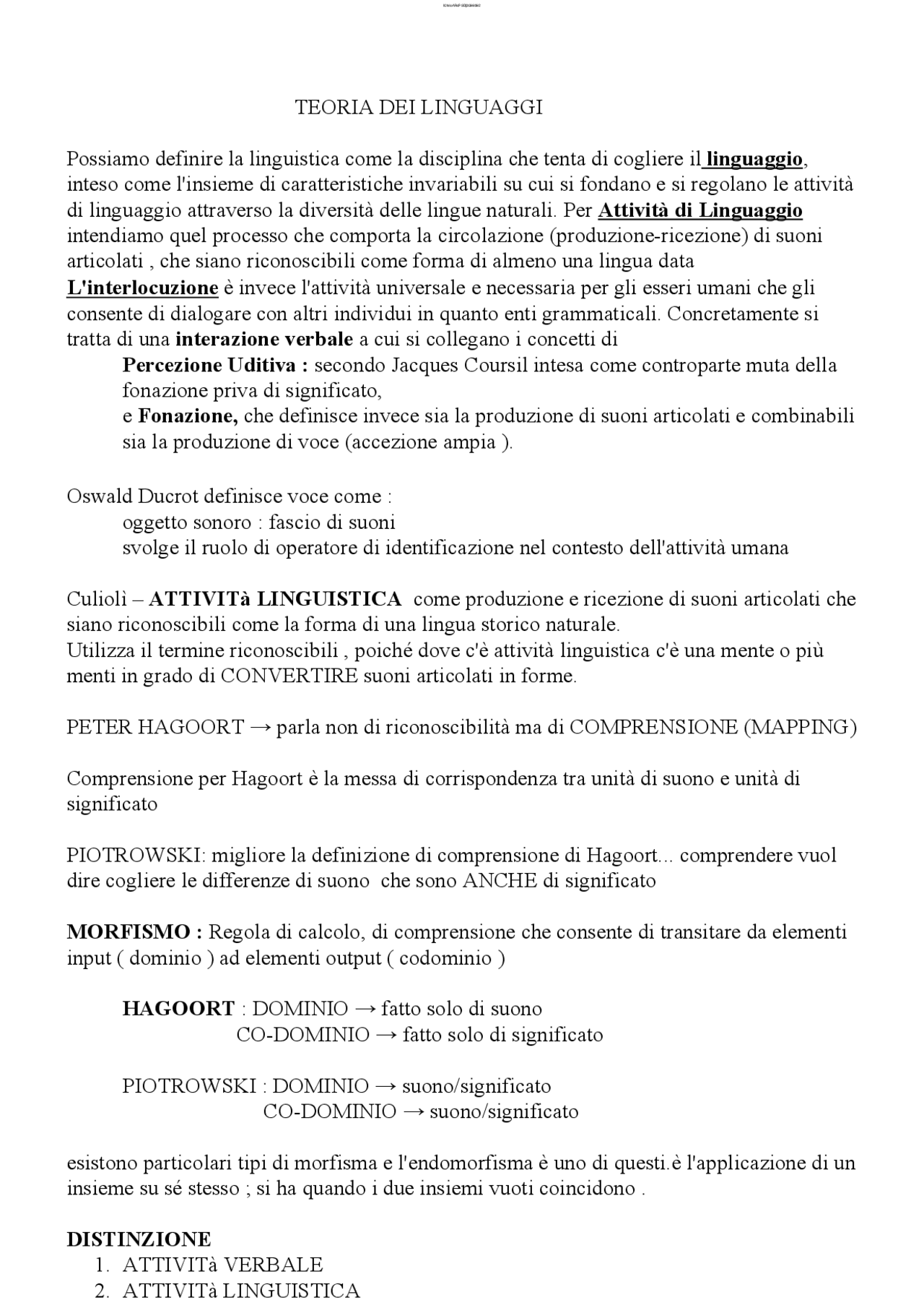 Teoria Dei Linguaggi Docsity