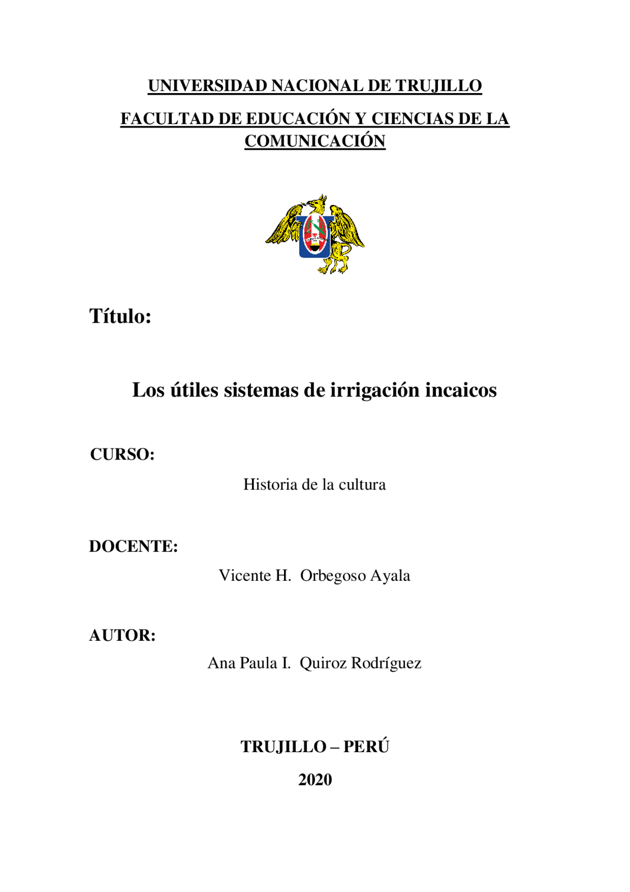 SISTEMA DE IRRIGACIÓN INCA - Docsity