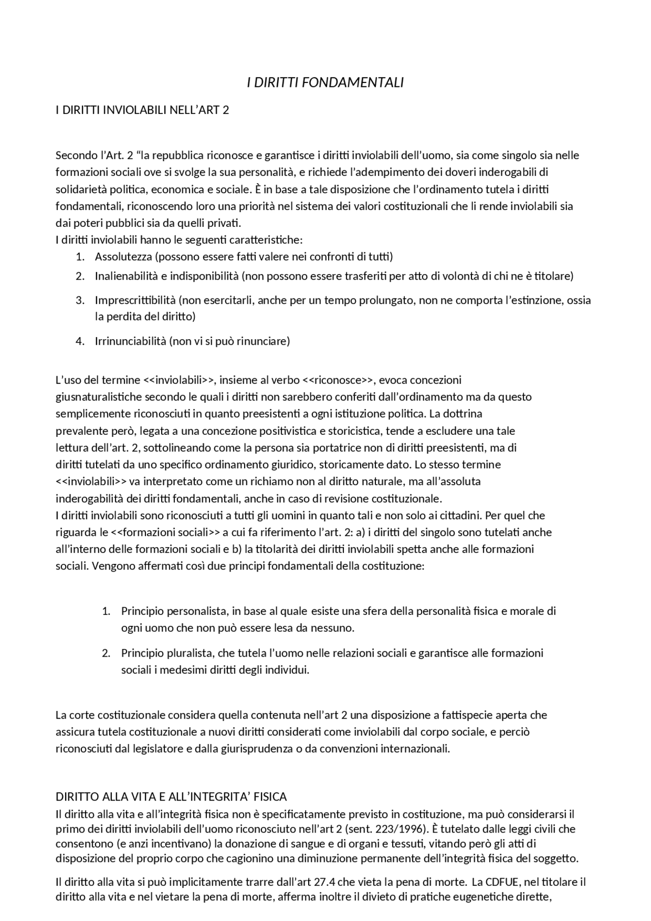 Diritti Fondamentali Docsity