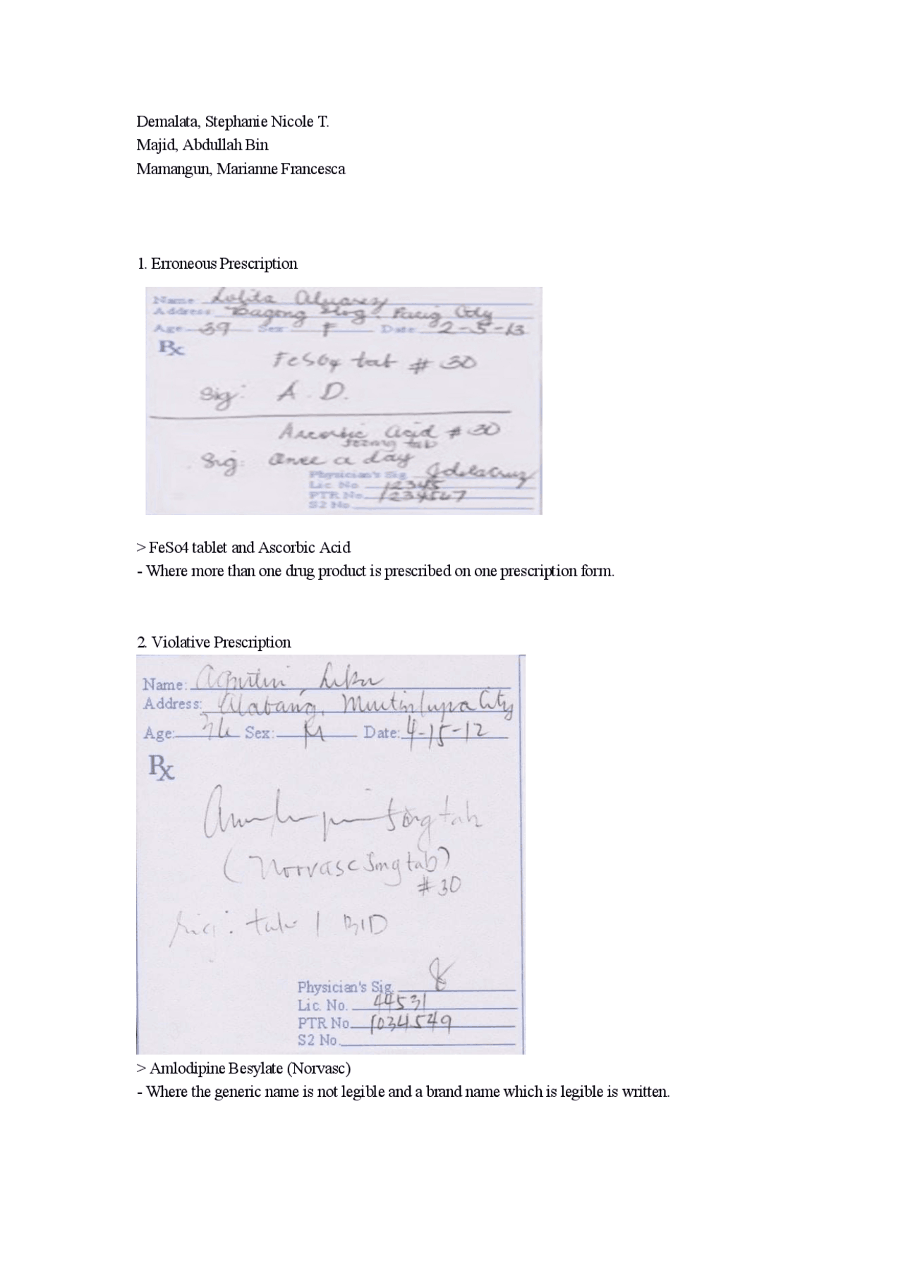 Errors In Prescription | Quizzes Chemistry - Docsity
