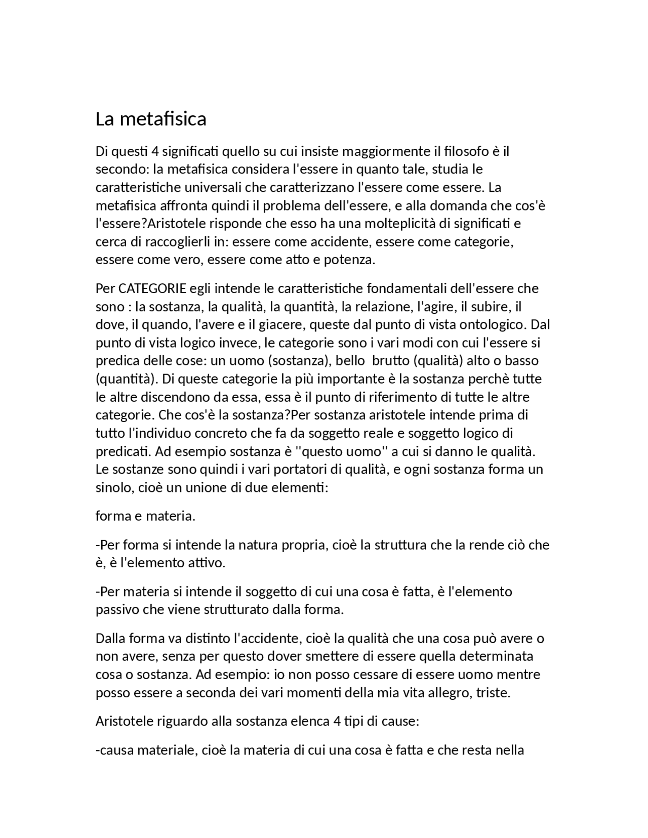 Aristotele E Il Suo Pensiero Docsity