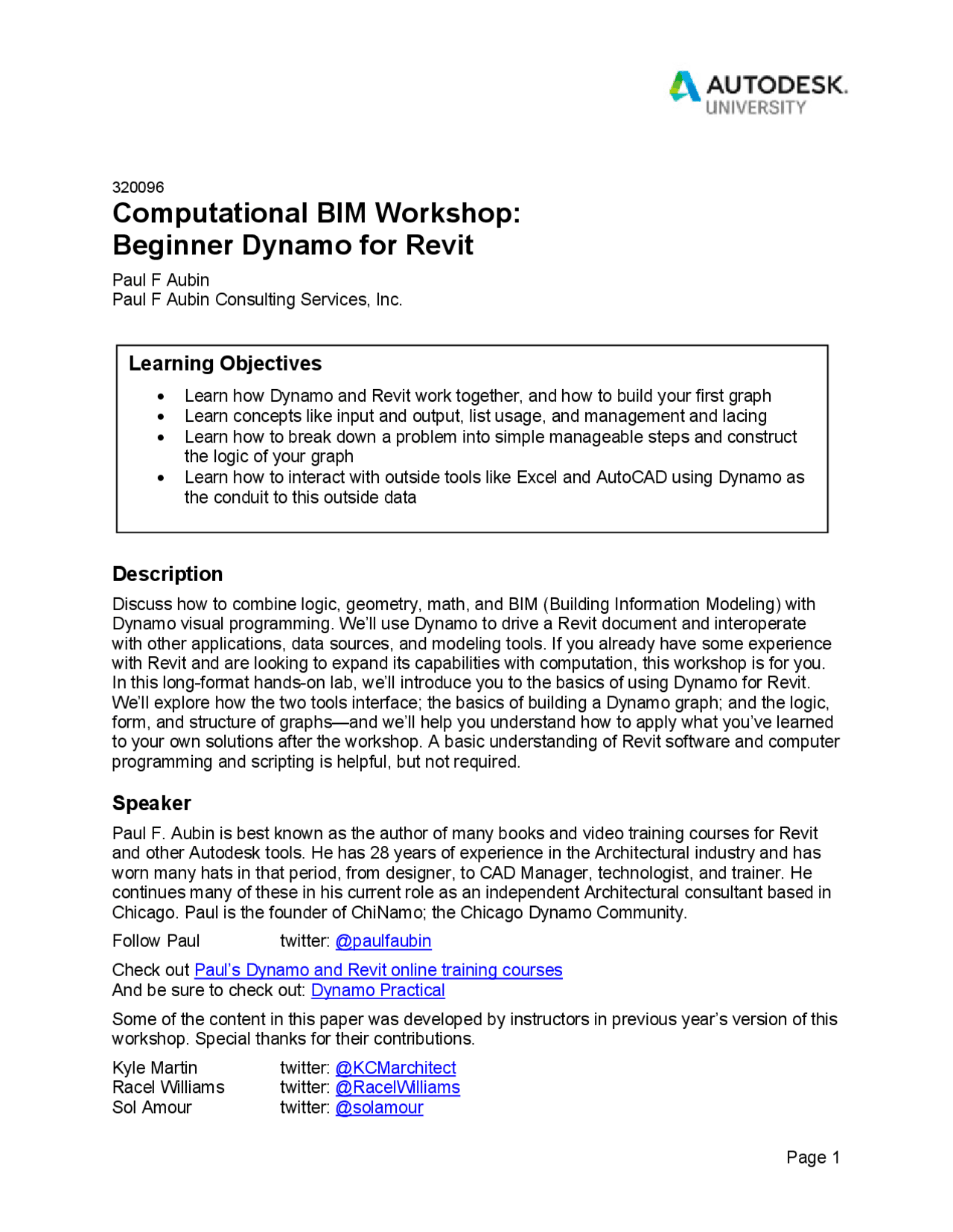 Computational BIM Workshop: Beginner Dynamo for Revit - Docsity