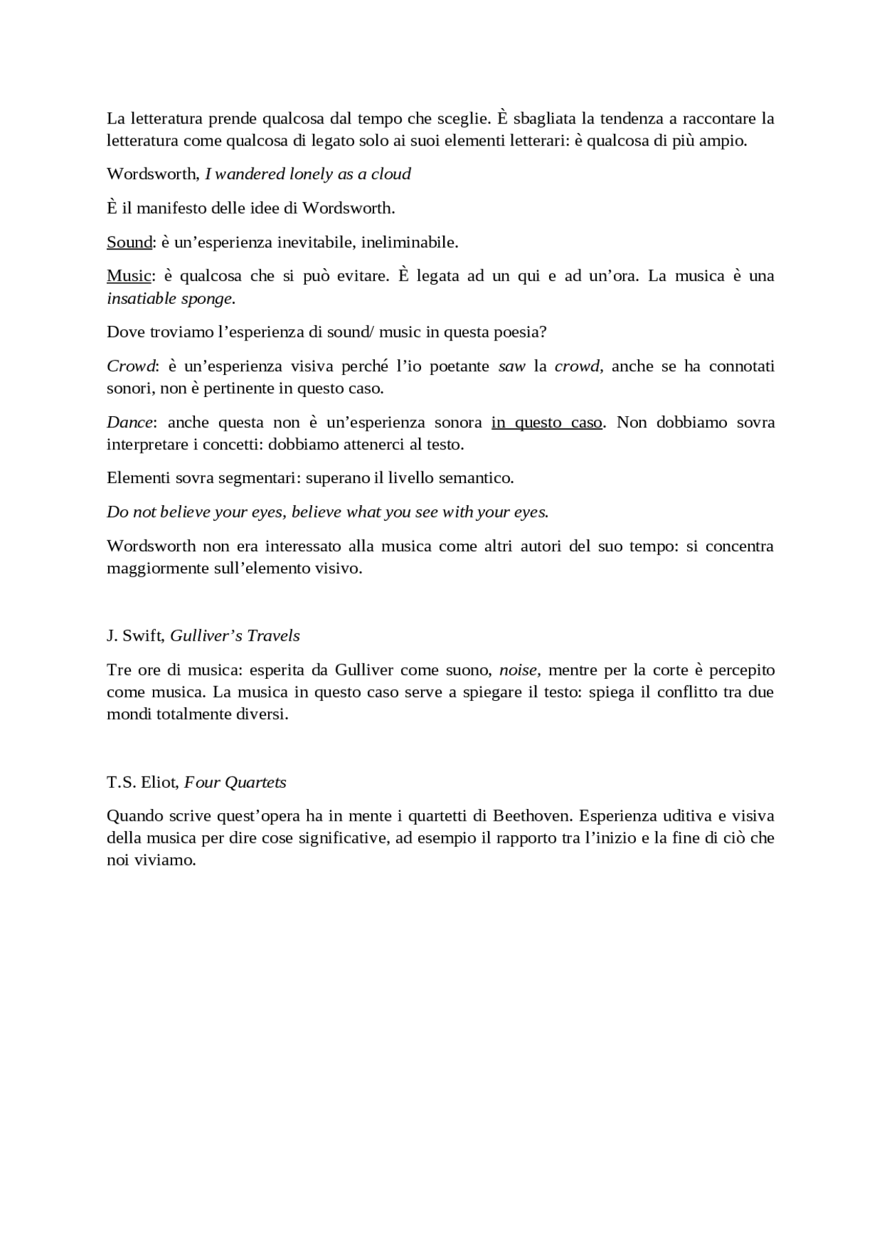Letteratura Inglese Di Prof Reggiani Docsity