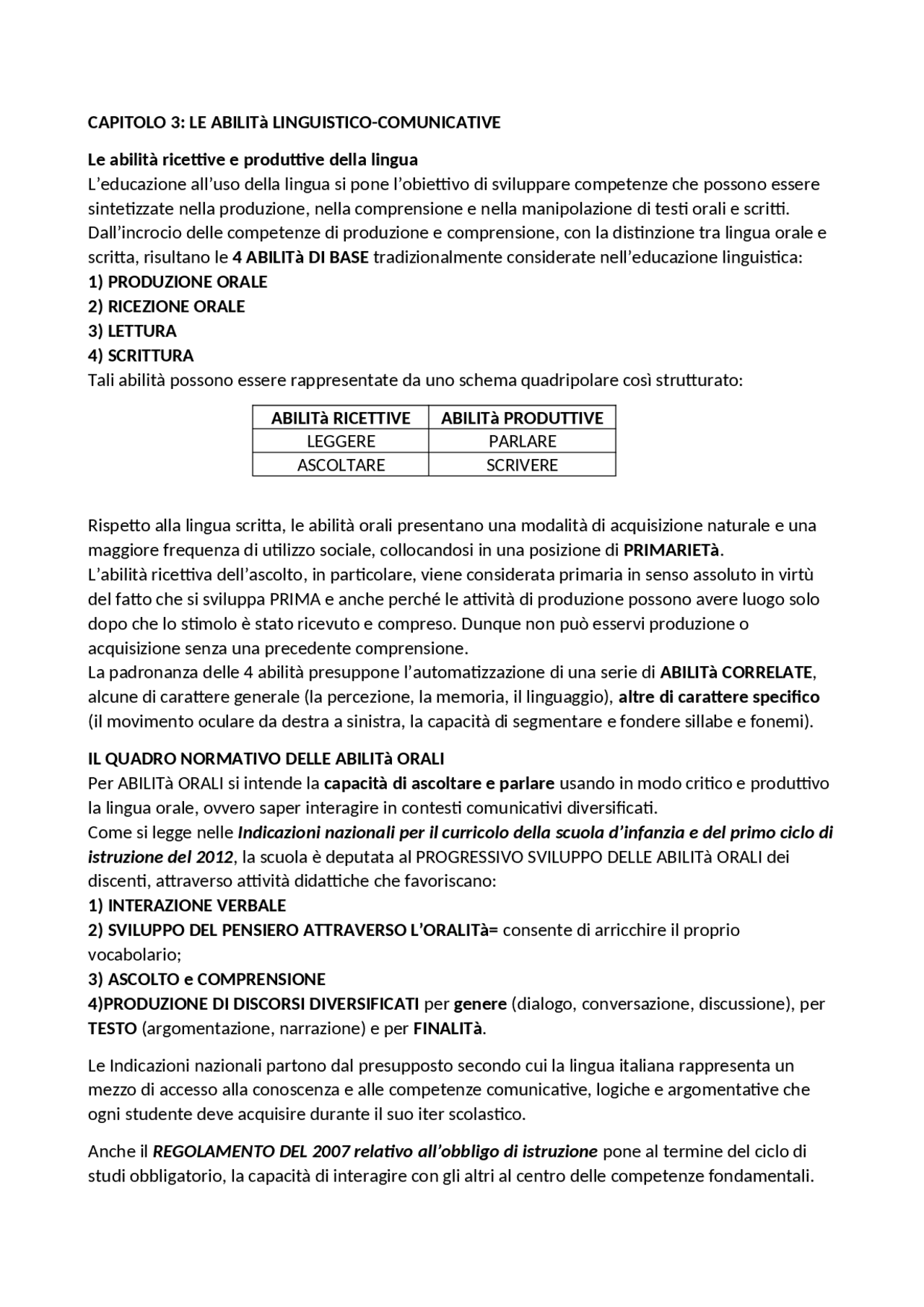 Le Abilità Linguistico Comunicative Docsity