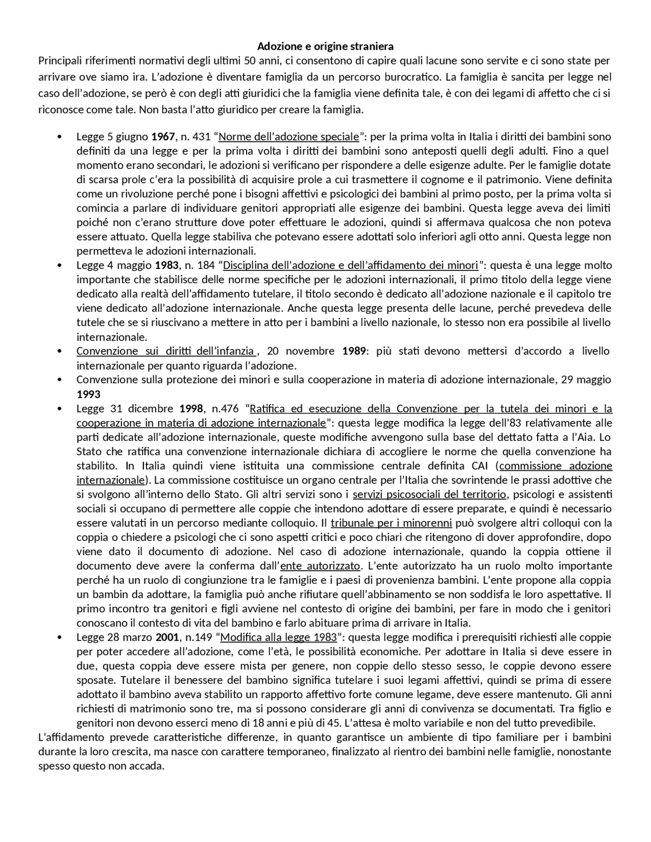 Adozione E Origine Straniera Docsity
