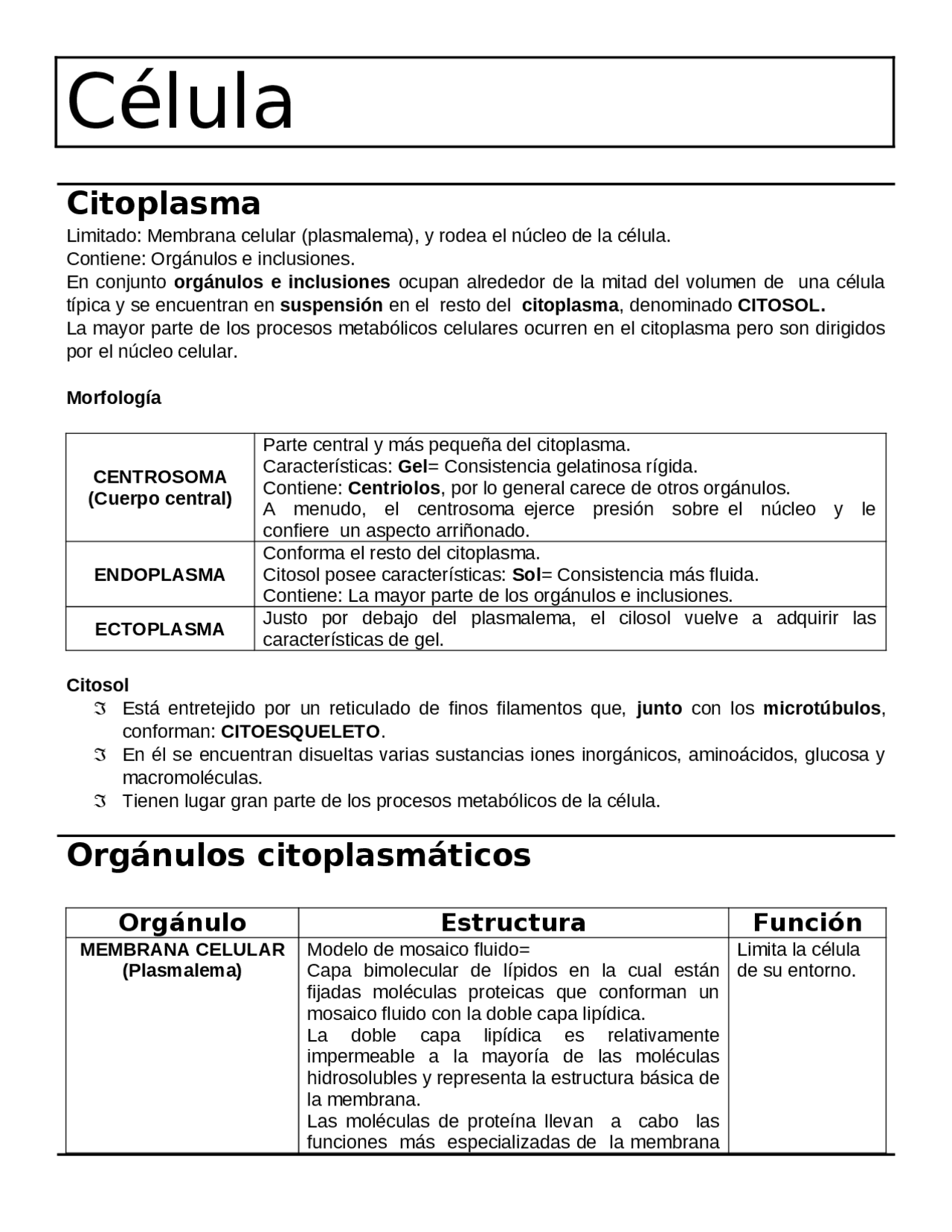 Citoesqueleto Organelos Celulares Docsity