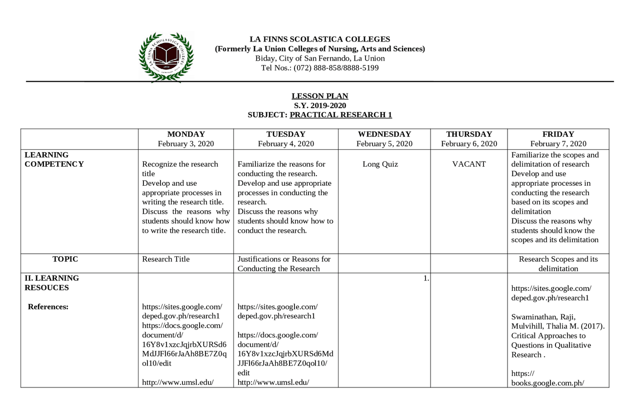 Practical Research for grade 11 learners | Study notes English | Docsity