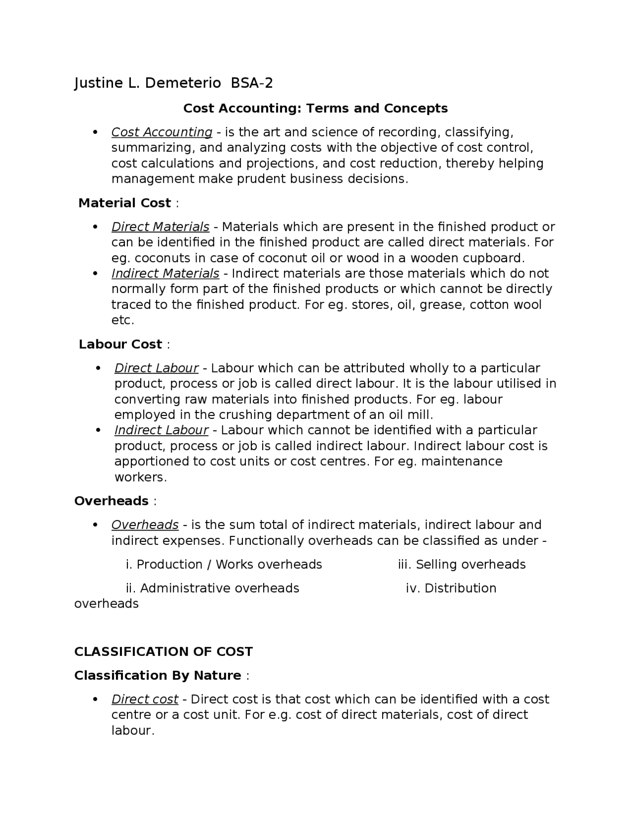 Cost Accounting And Control Assignments Cost Accounting Docsity