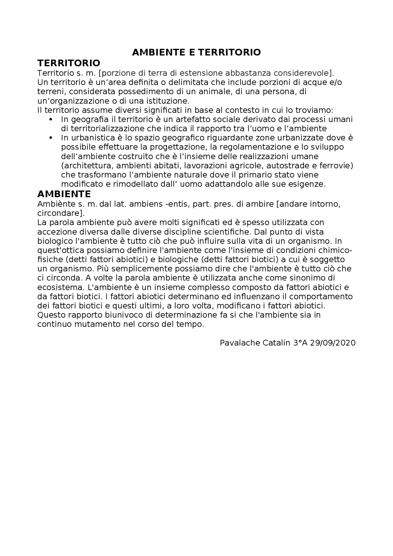 Ambiente E Territorio Docsity