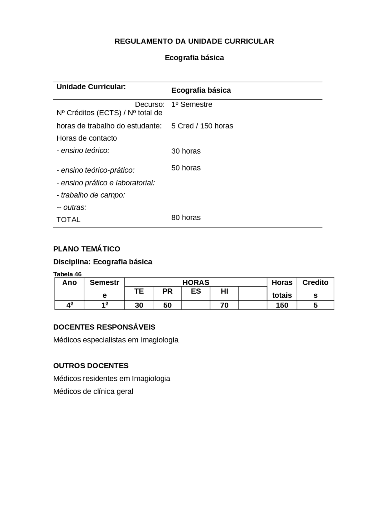 Regulamento Da Unidade Curricular Docsity