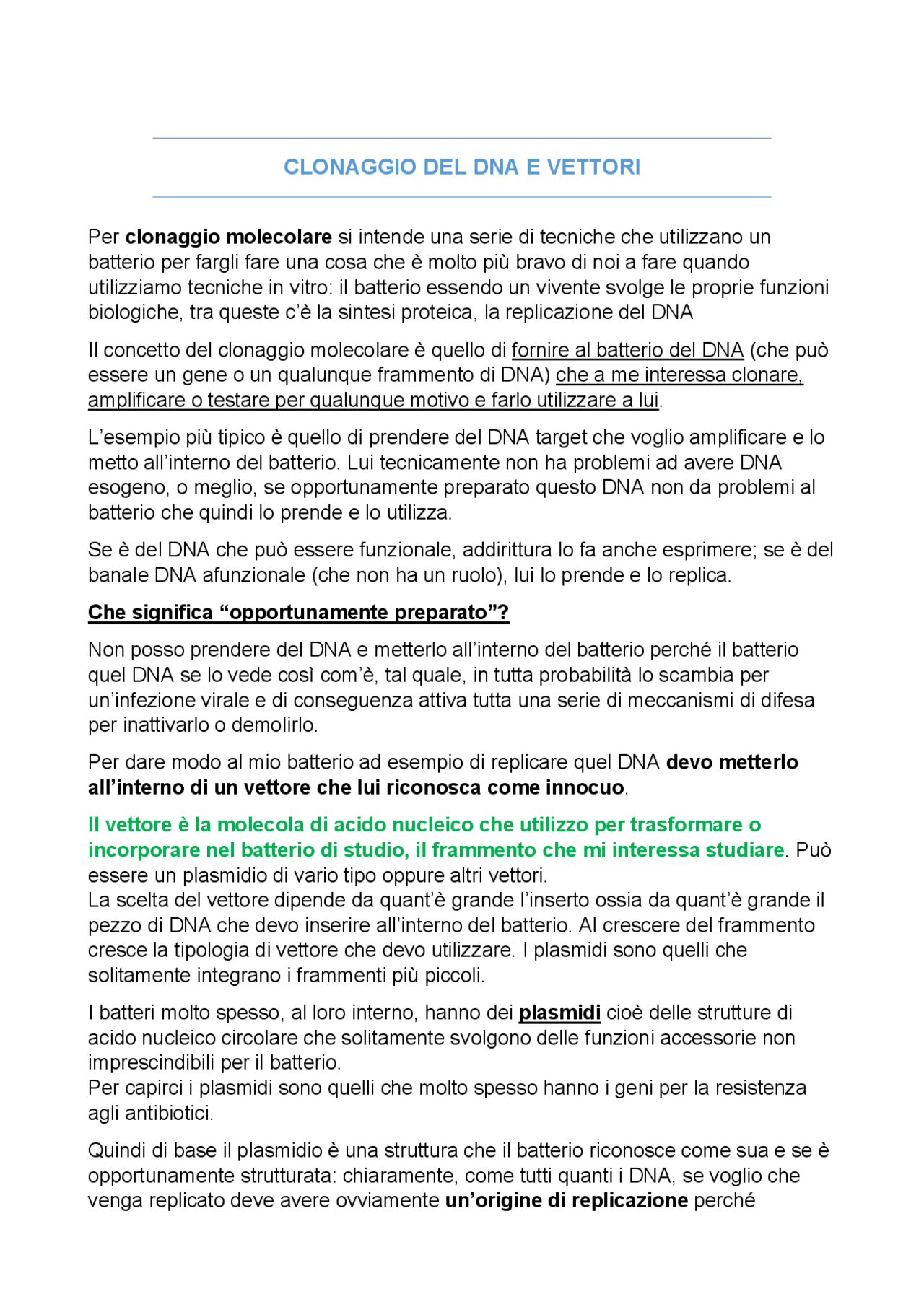 Tecniche di laboratorio biologia molecolare: clonaggio del DNA - Docsity