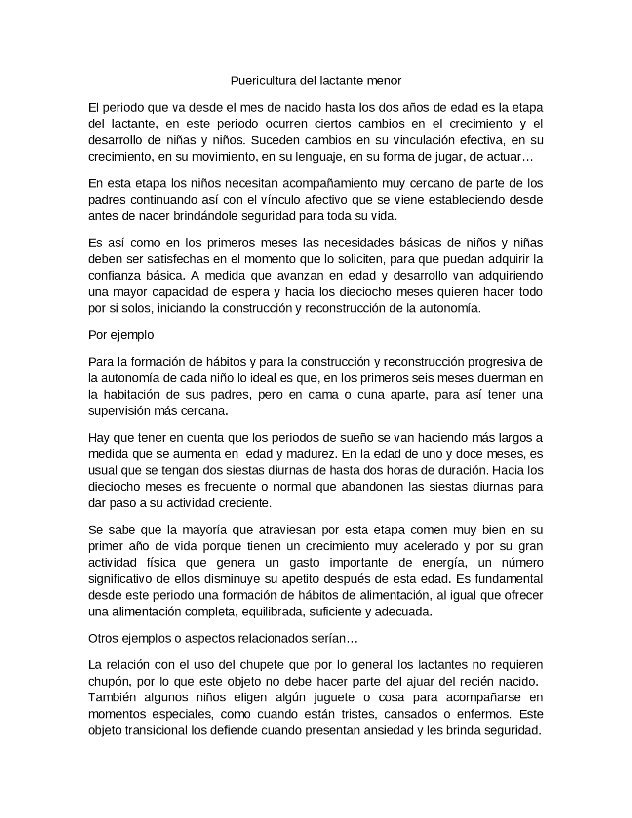 Puericultura Del Lactante Menor Docsity
