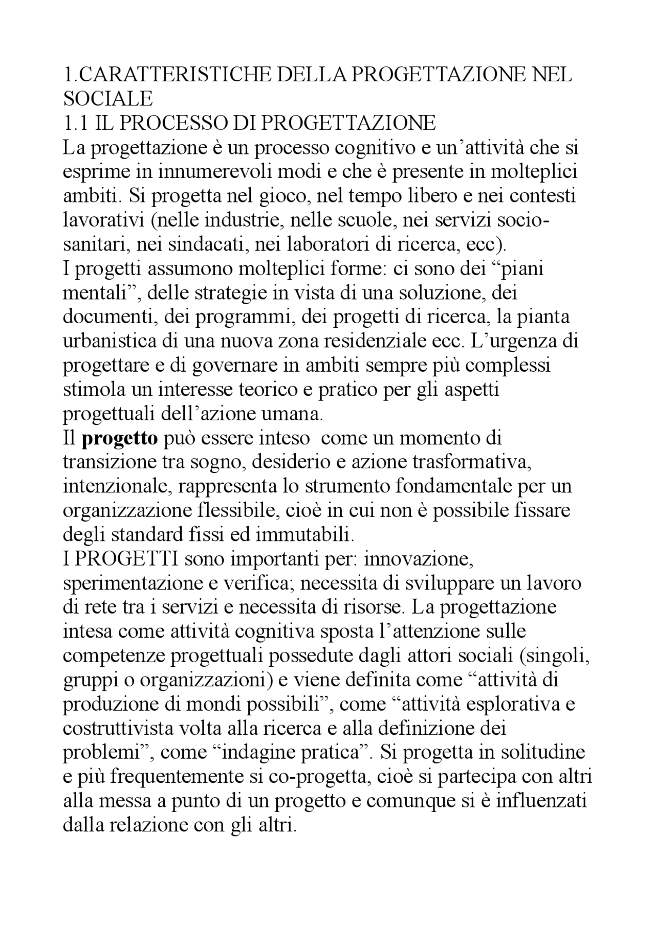 Riassunto La Progettazione Docsity