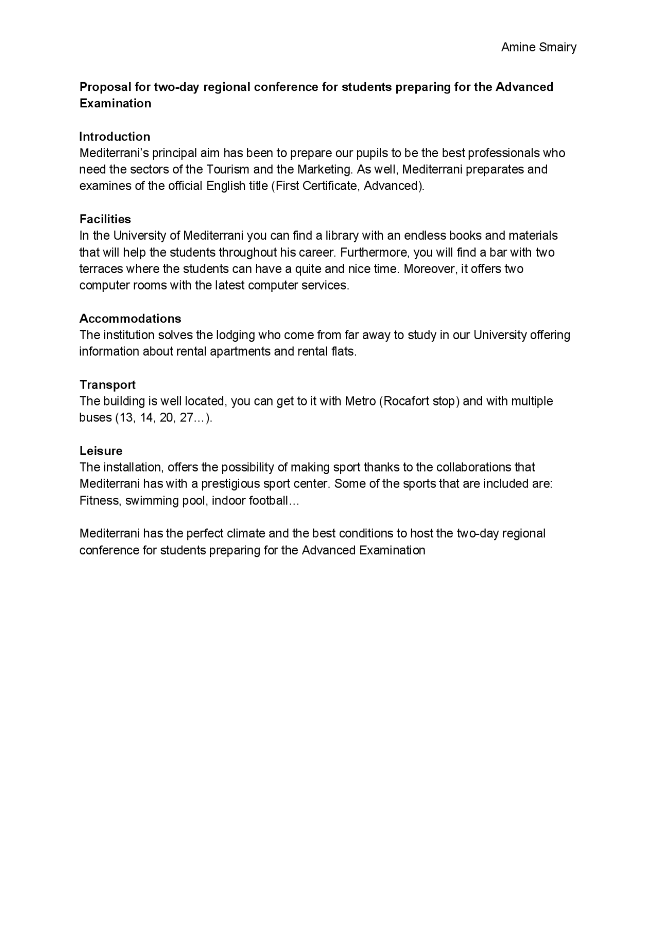 Proposal for First Exam - Docsity