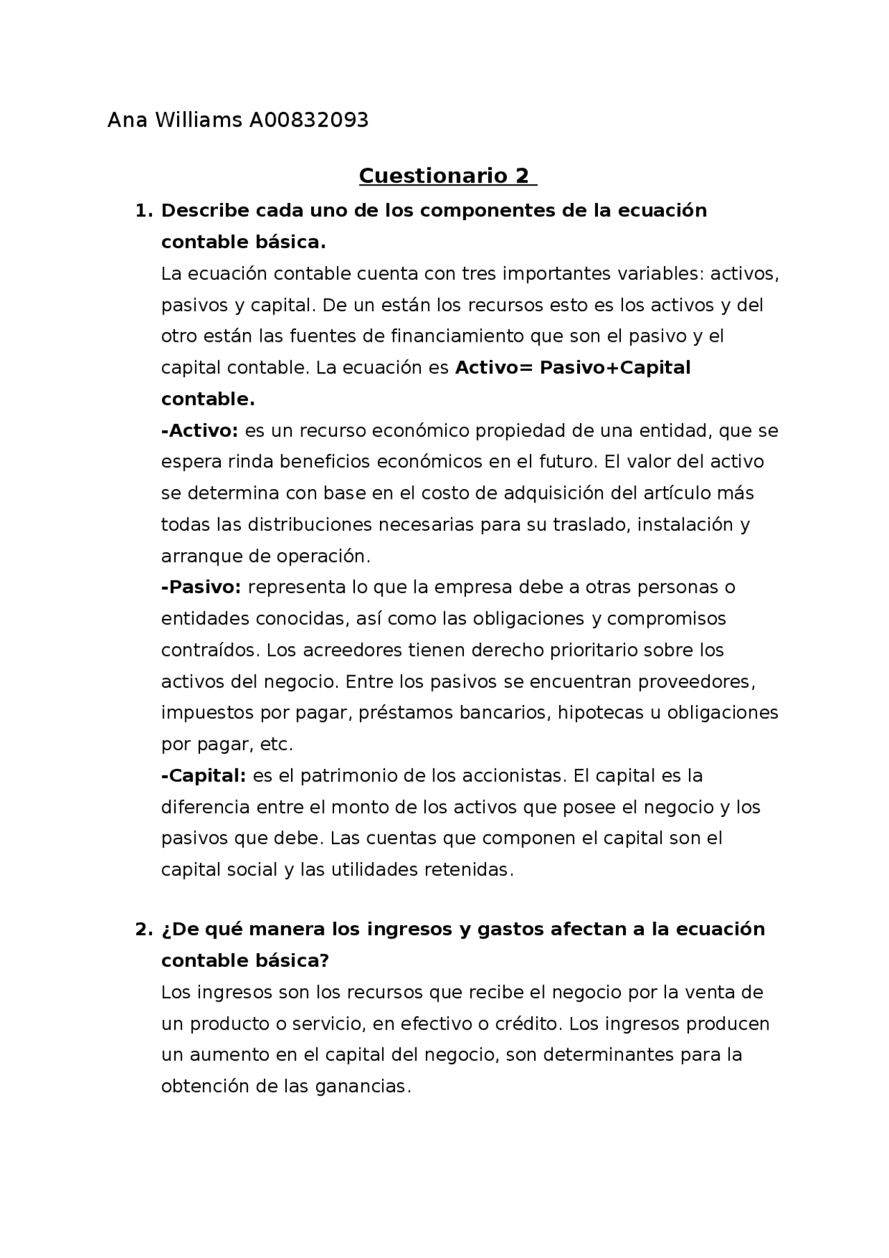 Analisis Financiero Cuestionario 2 Docsity