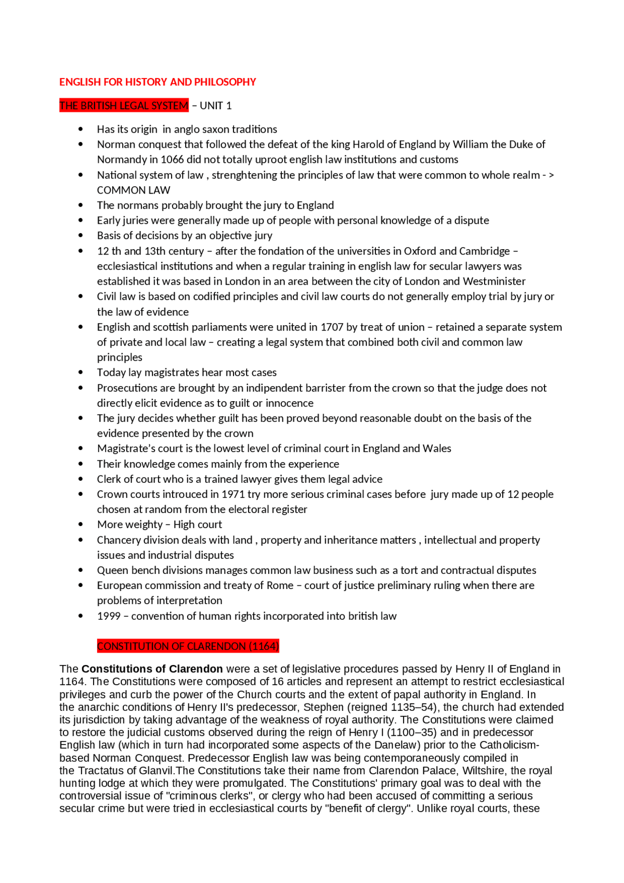 English For History And Philosphy Riassunto Docsity