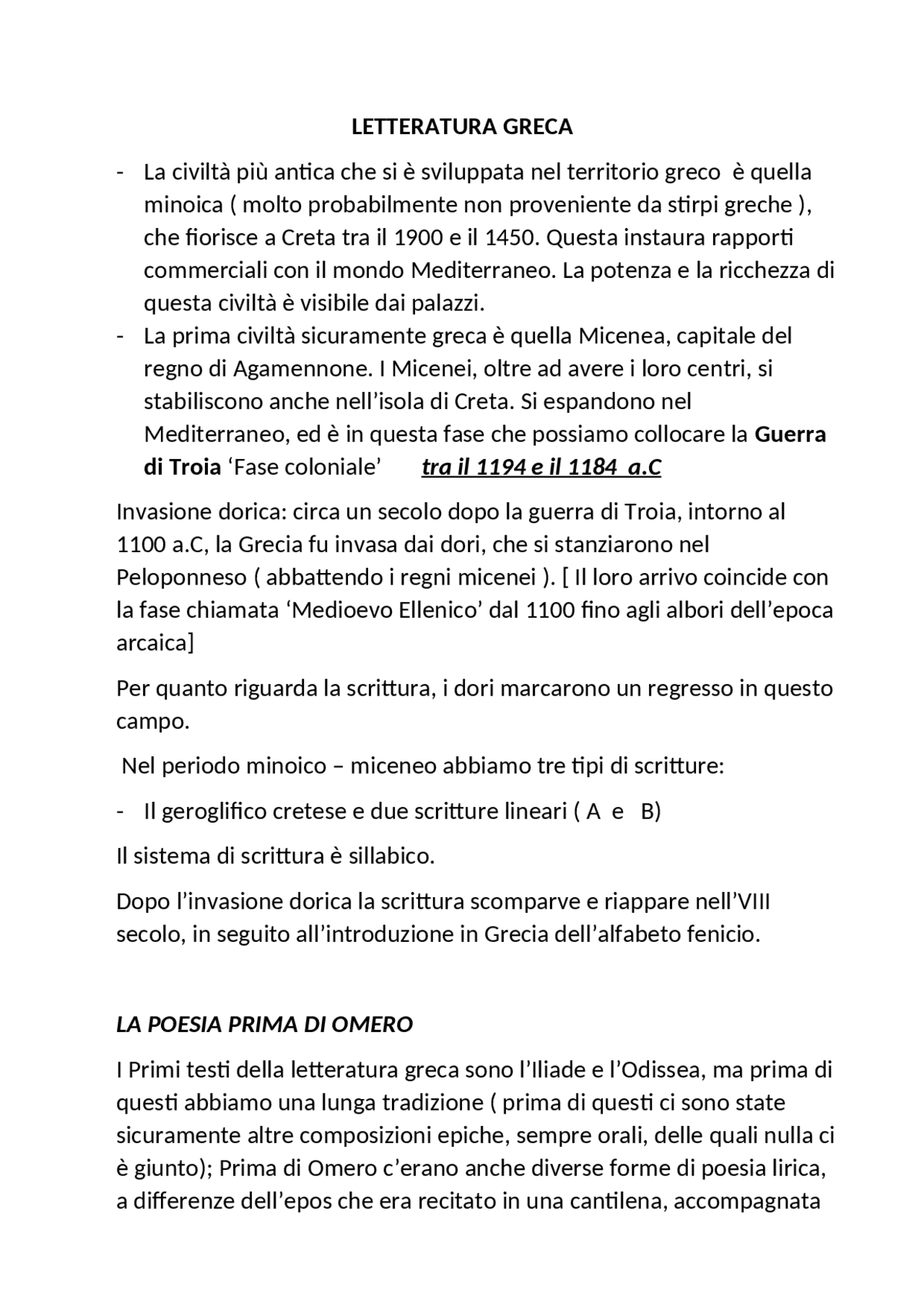 Iliade E Odissea Appunti Docsity