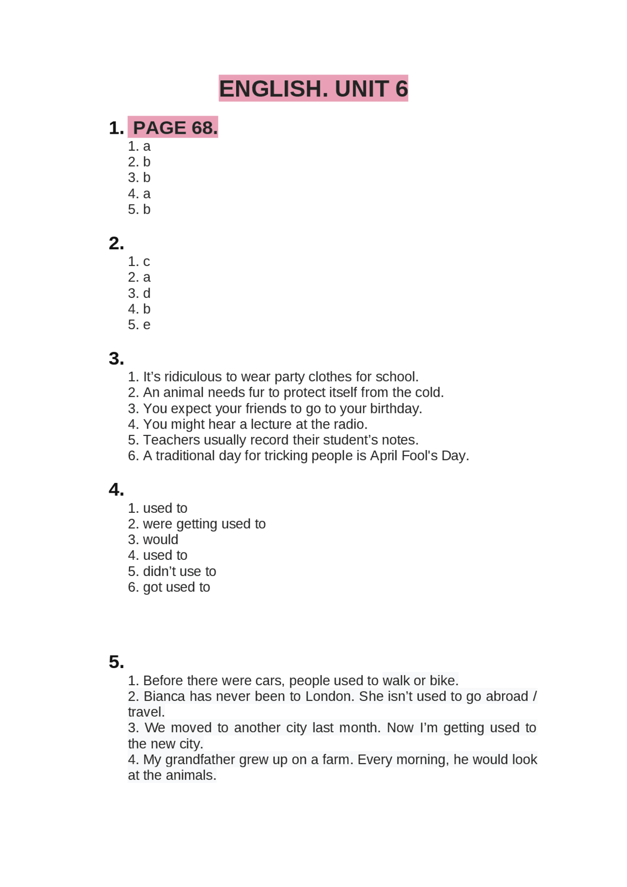 English Unit 6 Bachiller Docsity