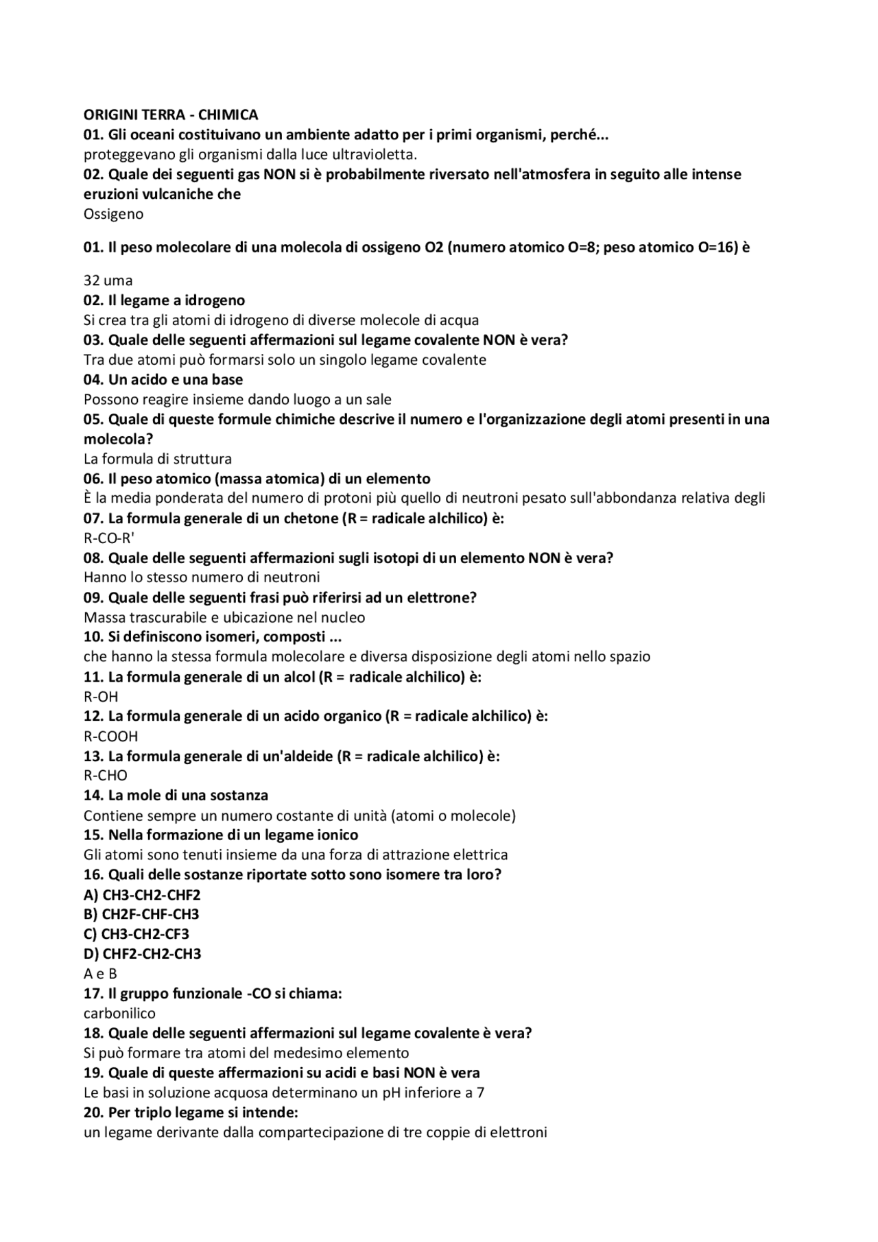 Paniere Domande Chiuse Dellesame Di Biologia Applicata Docsity